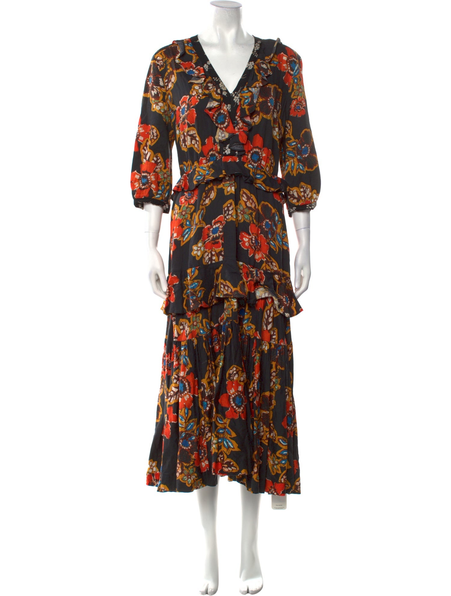 Farm Rio Printed Long Dress - Black Dresses, Clothing - WFARM62414 ...