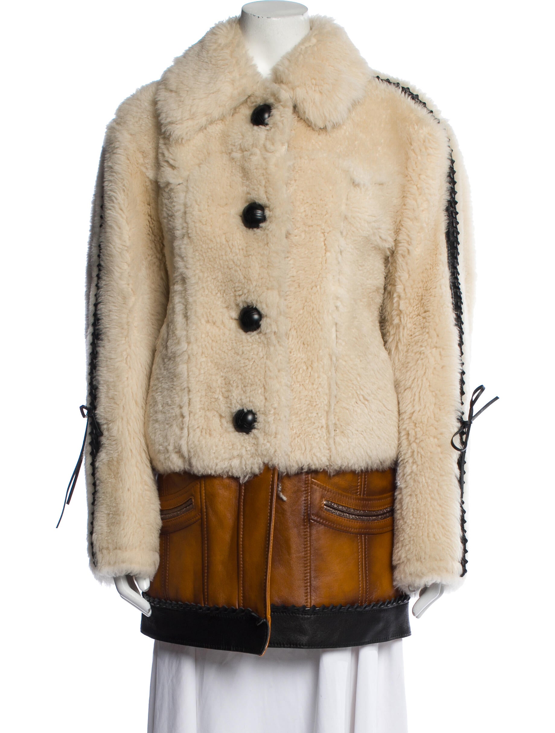 Coach 1941 Lamb Fur Colorblock Pattern Fur Coat - Neutrals Coats, Clothing - WWCCH32922 | The ...