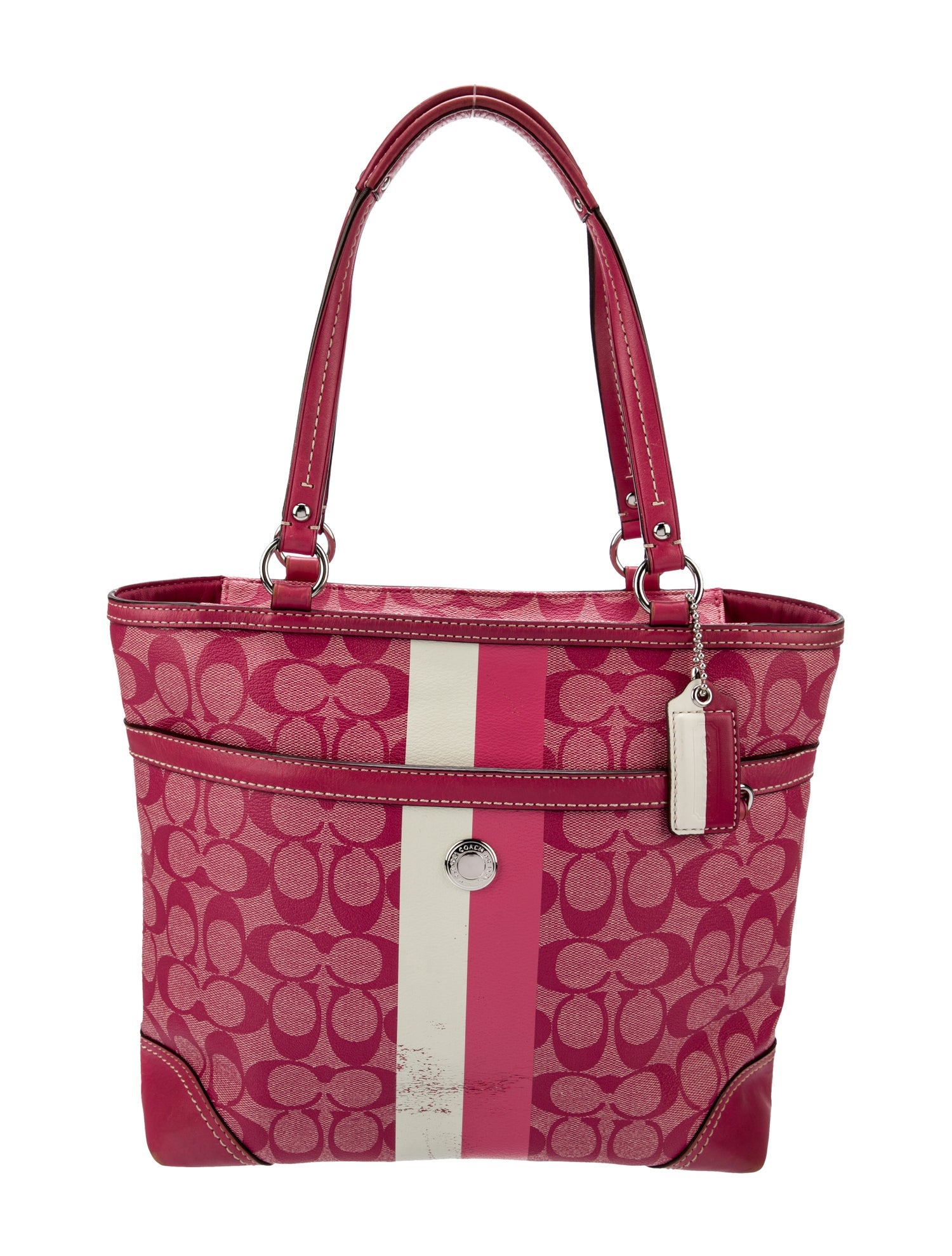 Coach canvas patent leather-trimmed tote bag - Pink Totes, Handbags ...