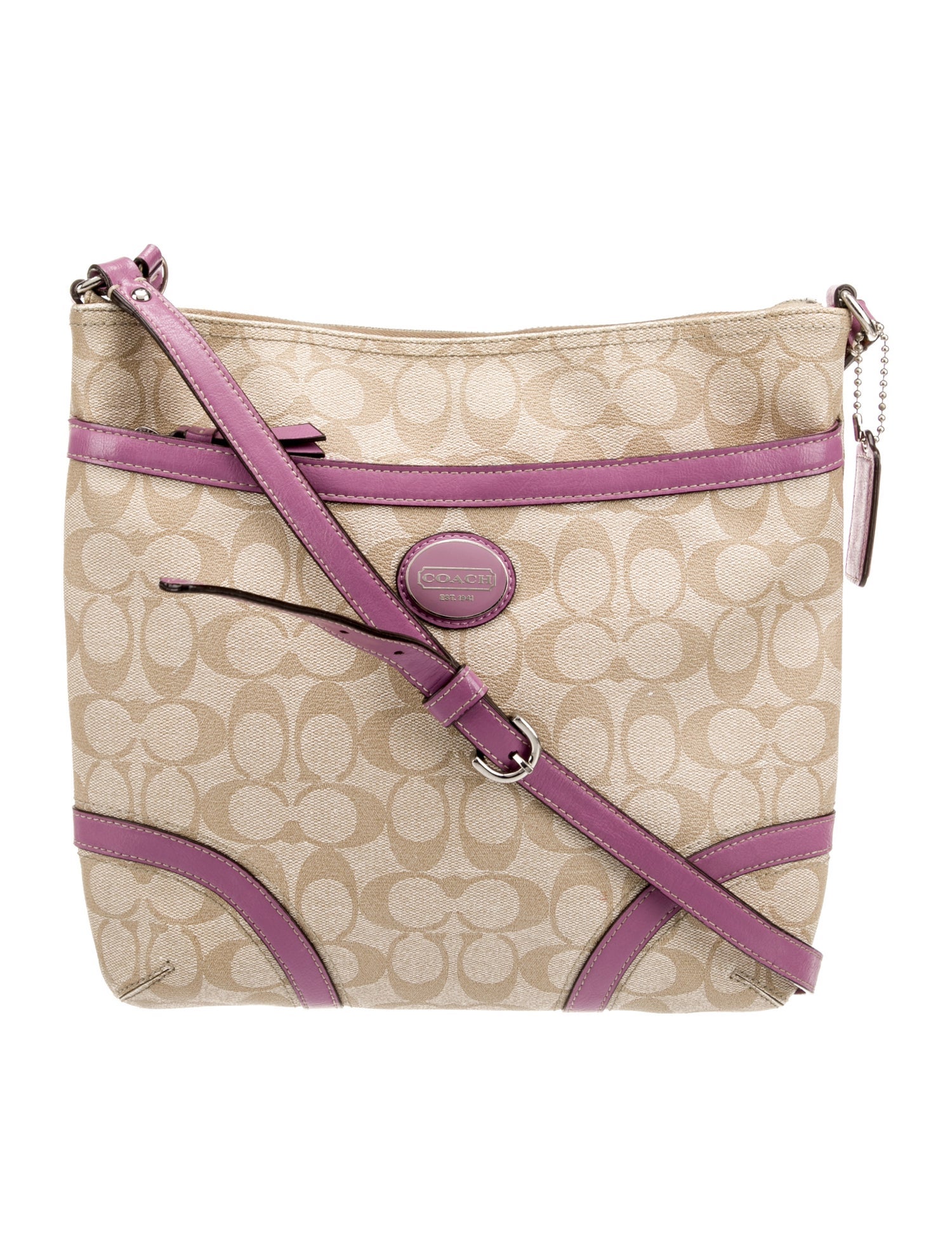 Coach Canvas Leather trim Crossbody Bag - Brown Crossbody Bags ...