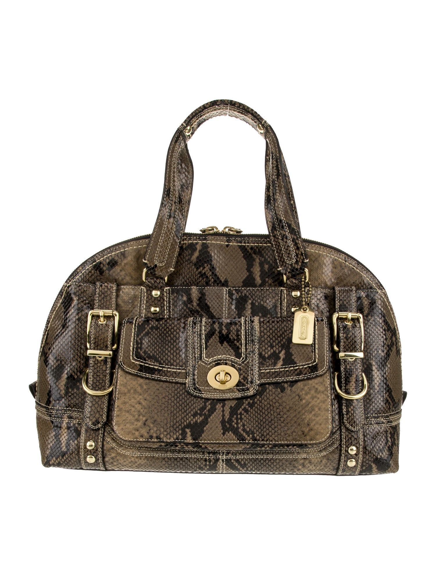 Coach 1941 Snakeskin Top Handle Bag - Brown Handle Bags, Handbags ...