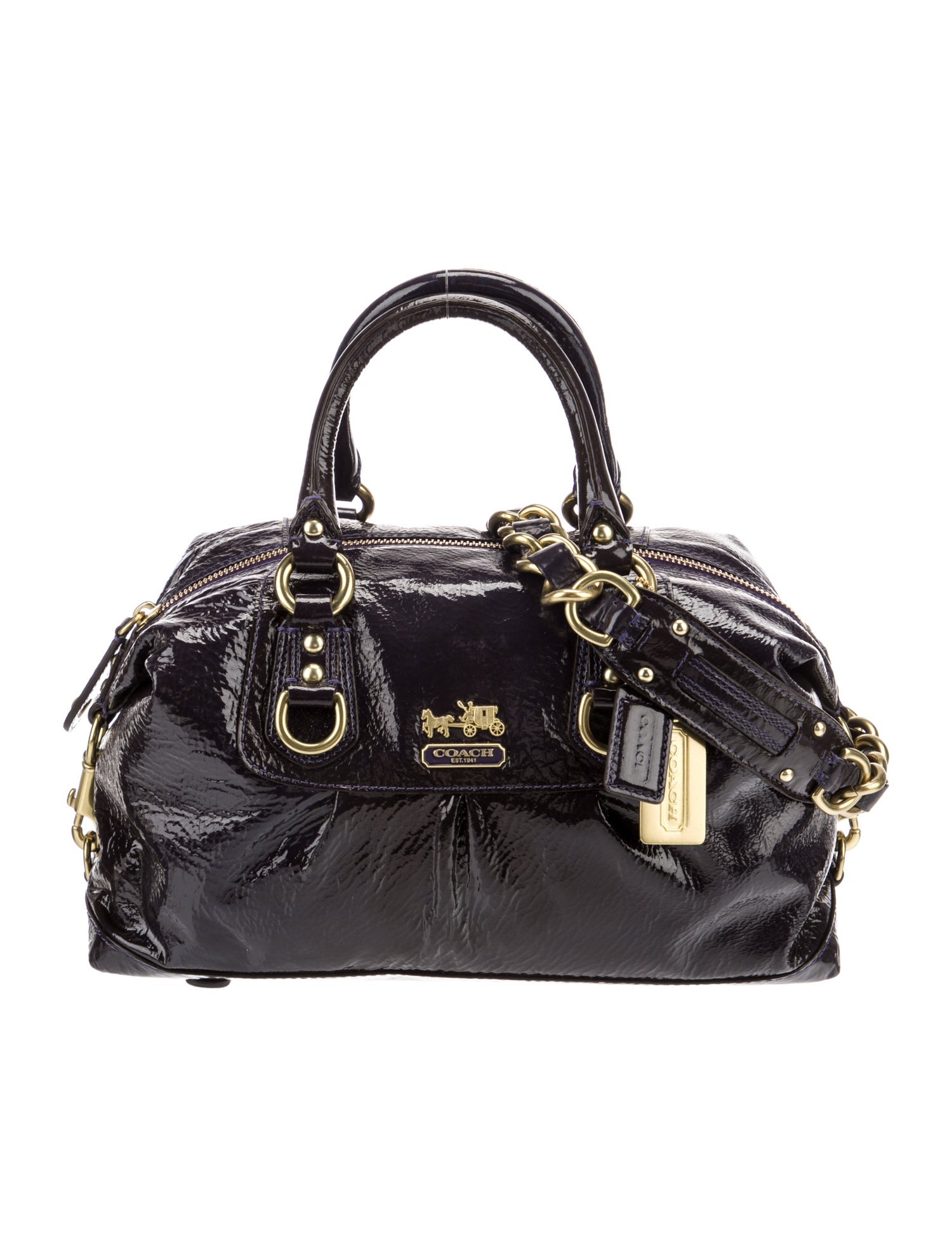 Coach 1941 Patent Leather Top Handle Bag - Purple Handle Bags, Handbags ...