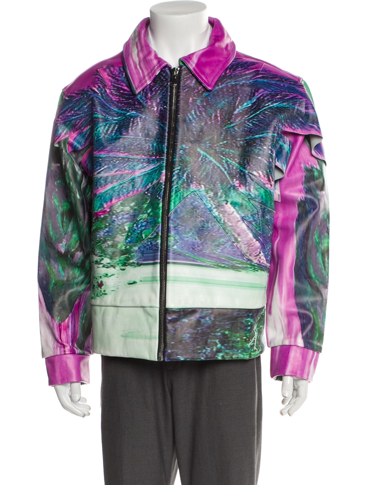 Who Decides War Leather Printed Trucker Jacket - Purple Outerwear ...