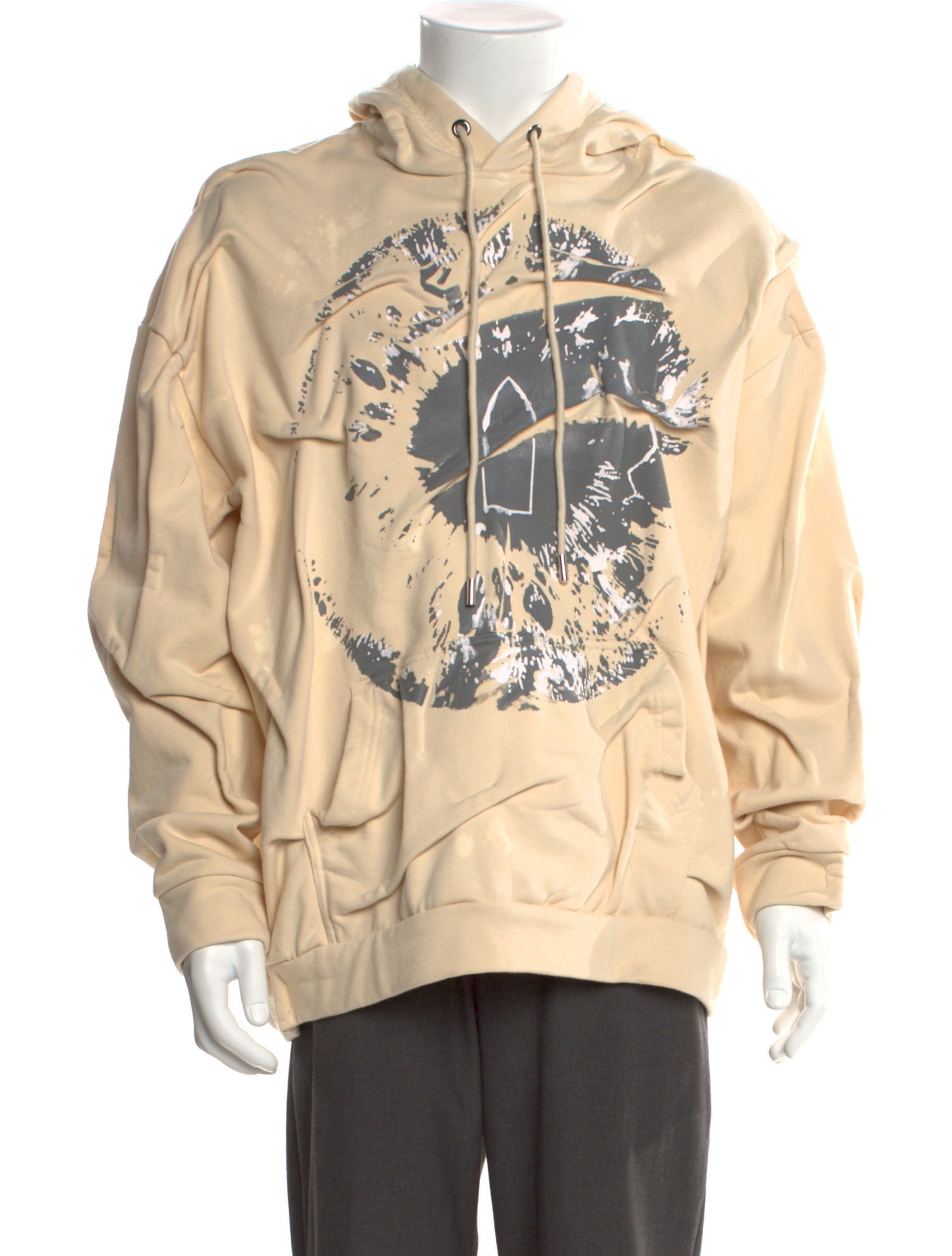 Who Decides War Graphic Print Crew Neck Hoodie - Neutrals Sweatshirts ...
