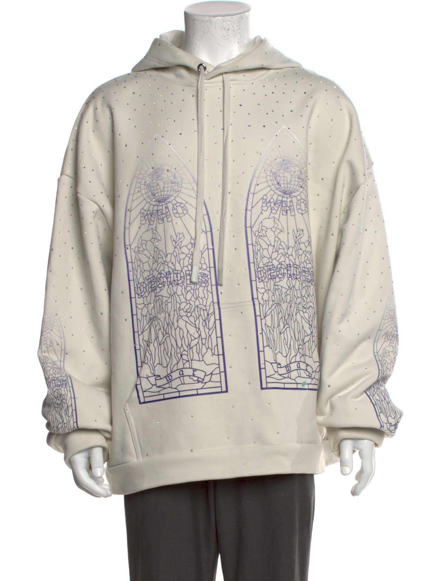 Who Decides War Graphic Print Crew Neck Hoodie - Neutrals Sweatshirts ...