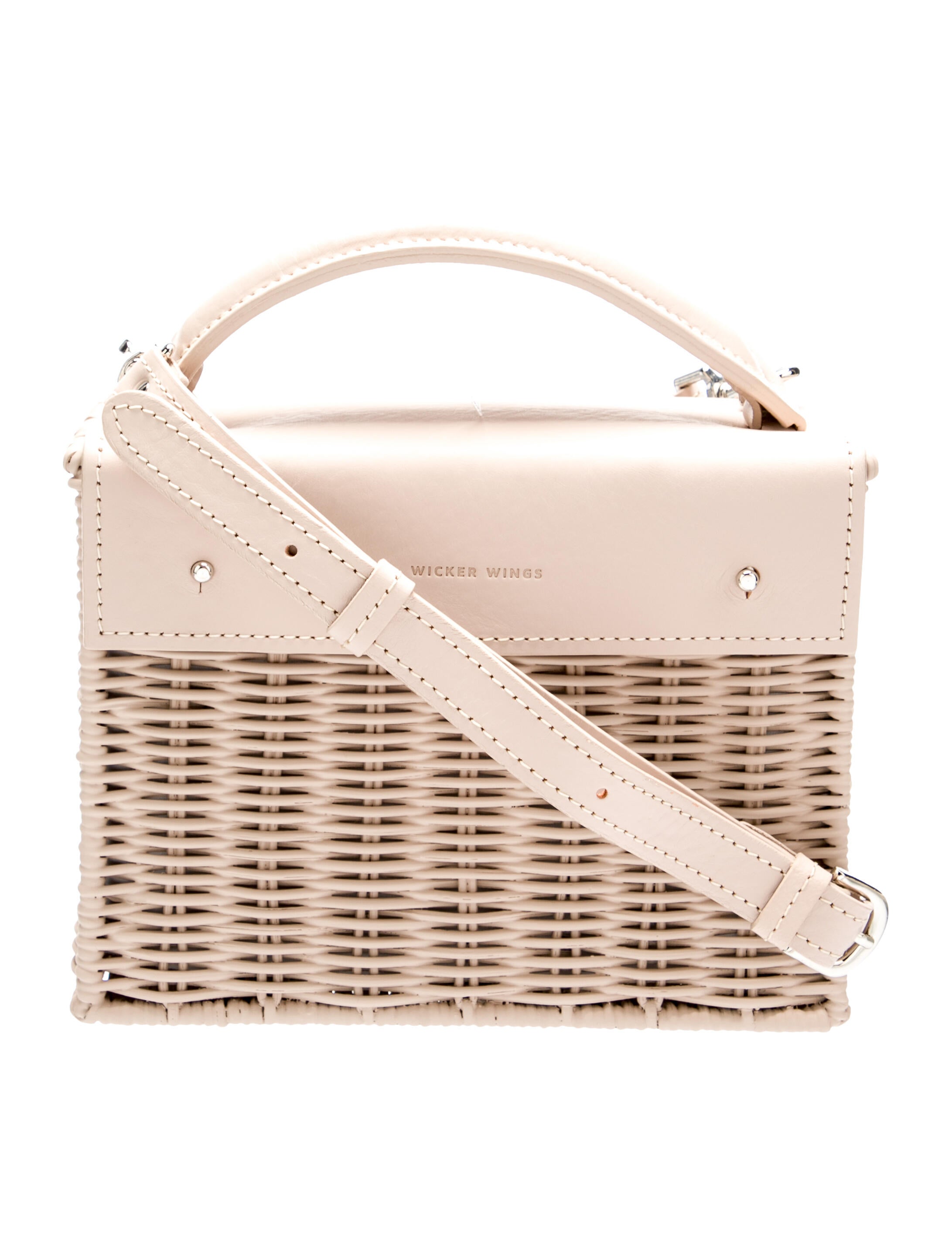 Wicker Wings Leather Trim Wicker Handle Bag w/Tags - Neutrals Handle ...