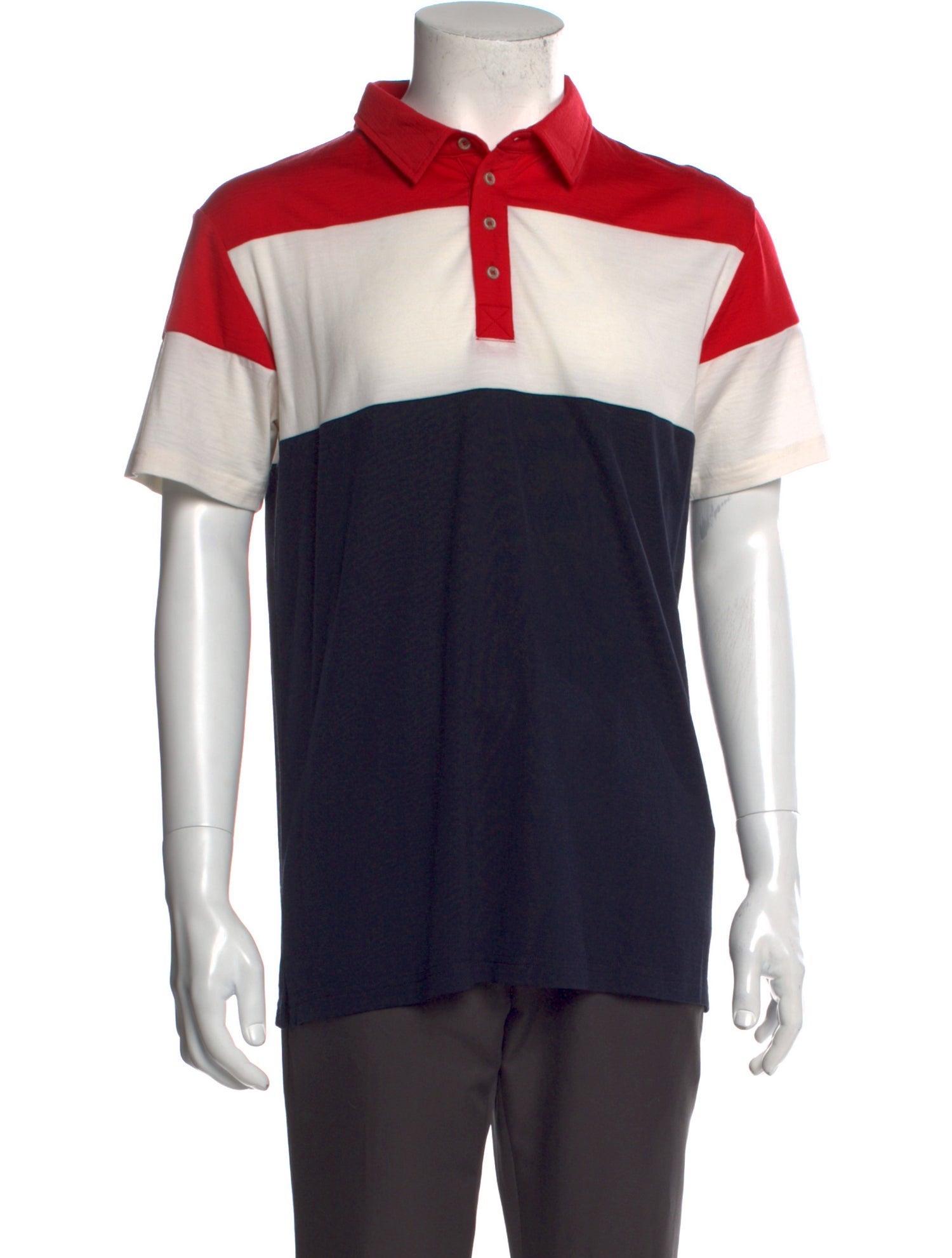 We Norwegians Colorblock Pattern Collar Polo Shirt - Blue Polos ...