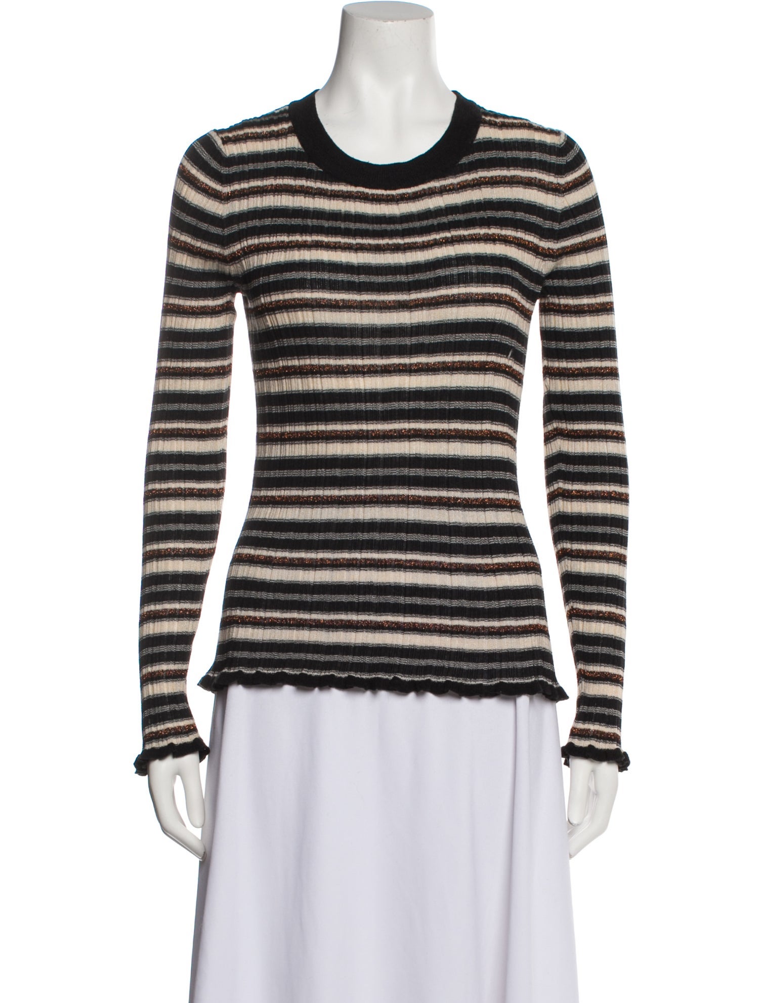 White + Warren Striped Crew Neck Top - Neutrals Tops, Clothing ...