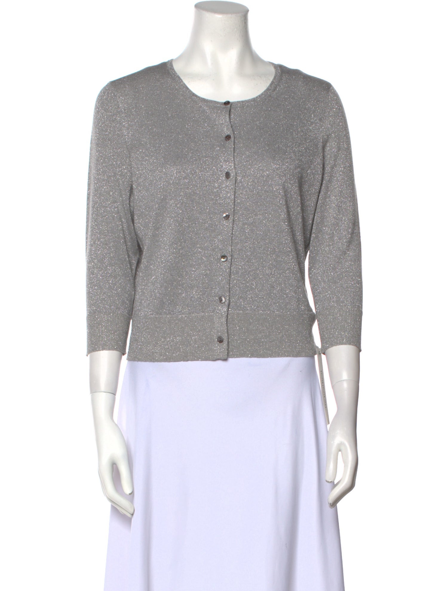 White + Warren Crew Neck Three-Quarter Sleeve Crop Top - Grey Tops ...