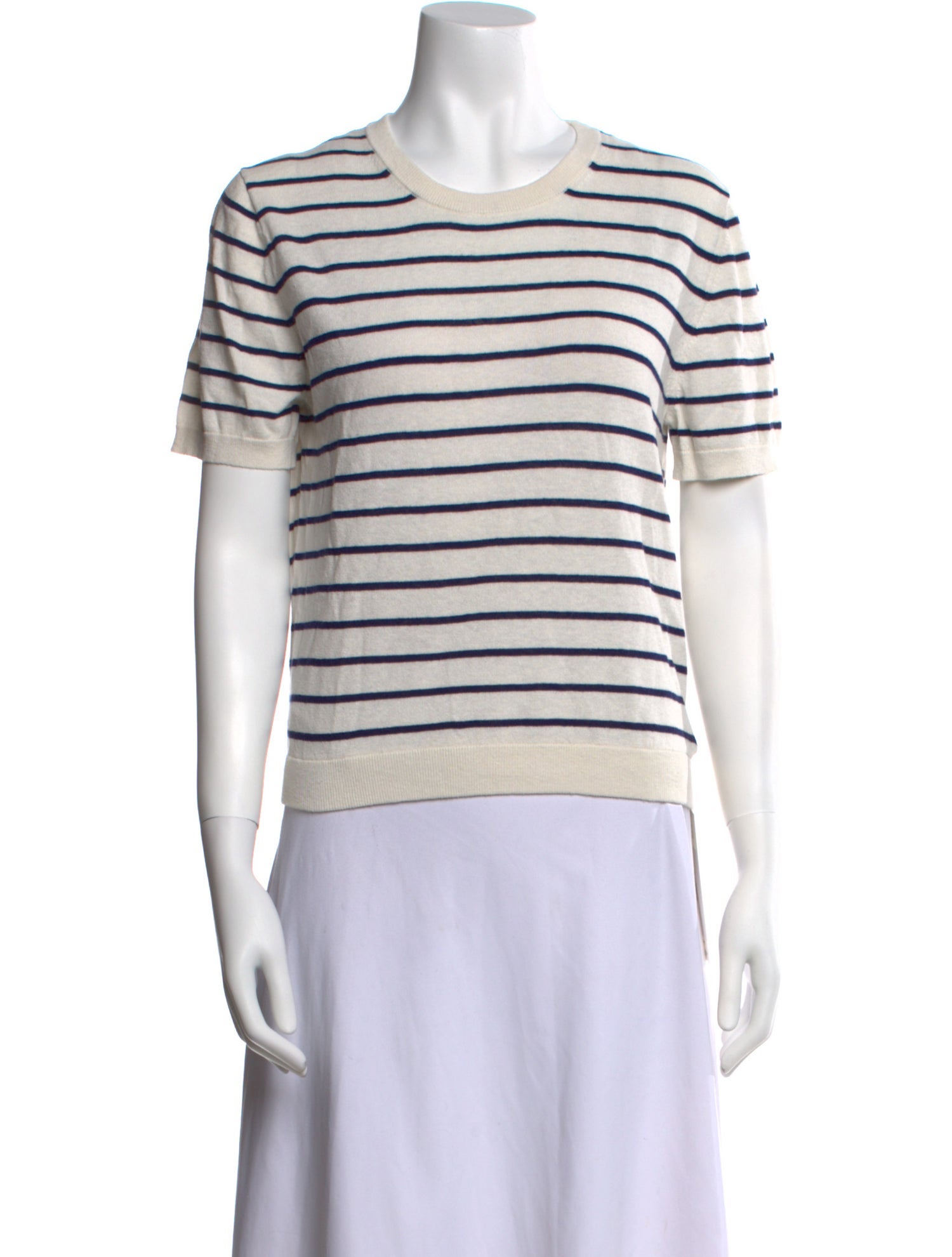 White + Warren Striped Crew Neck T-Shirt - Neutrals Tops, Clothing ...
