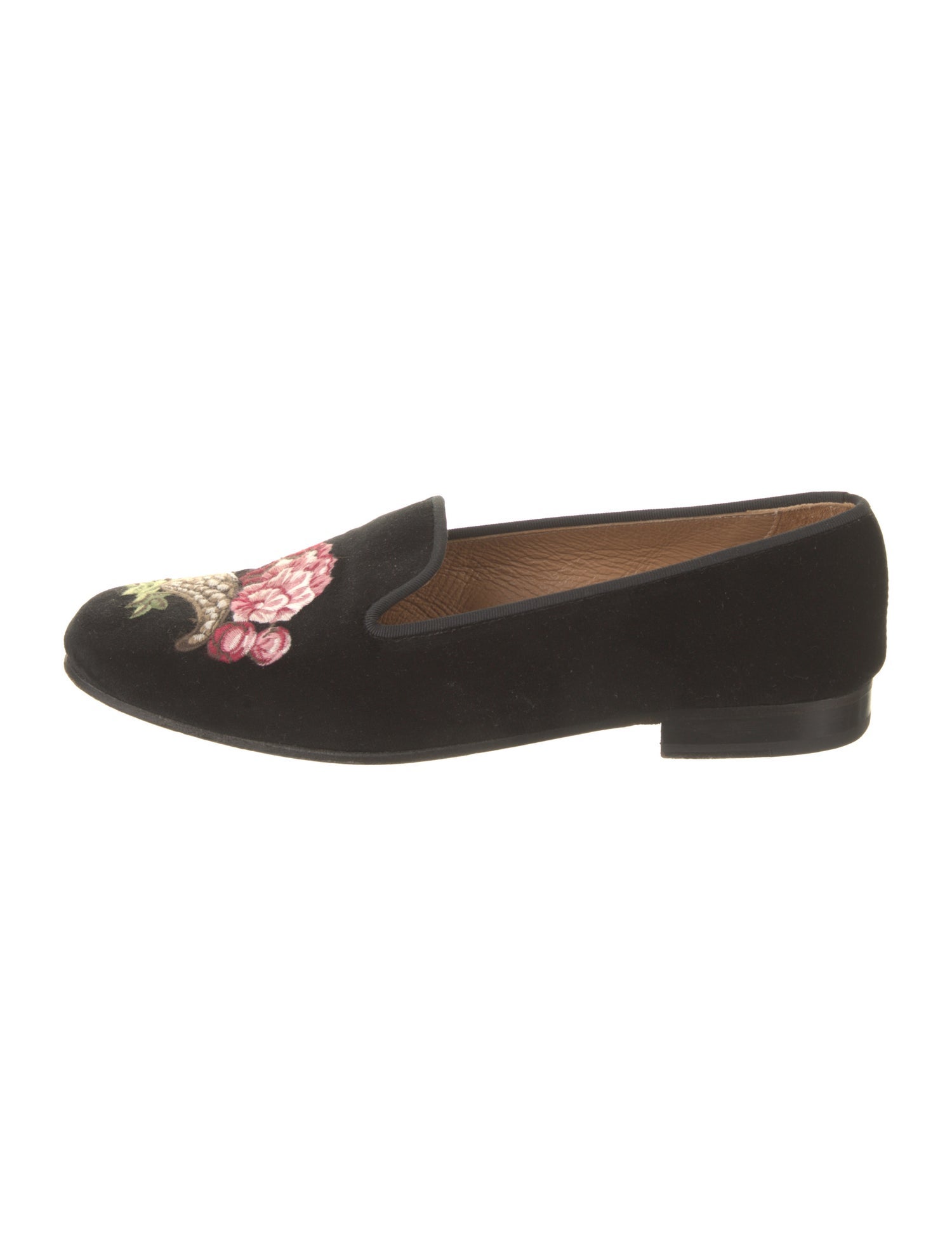 Stubbs & Wootton Velvet Graphic Print Loafers - Black Flats, Shoes ...