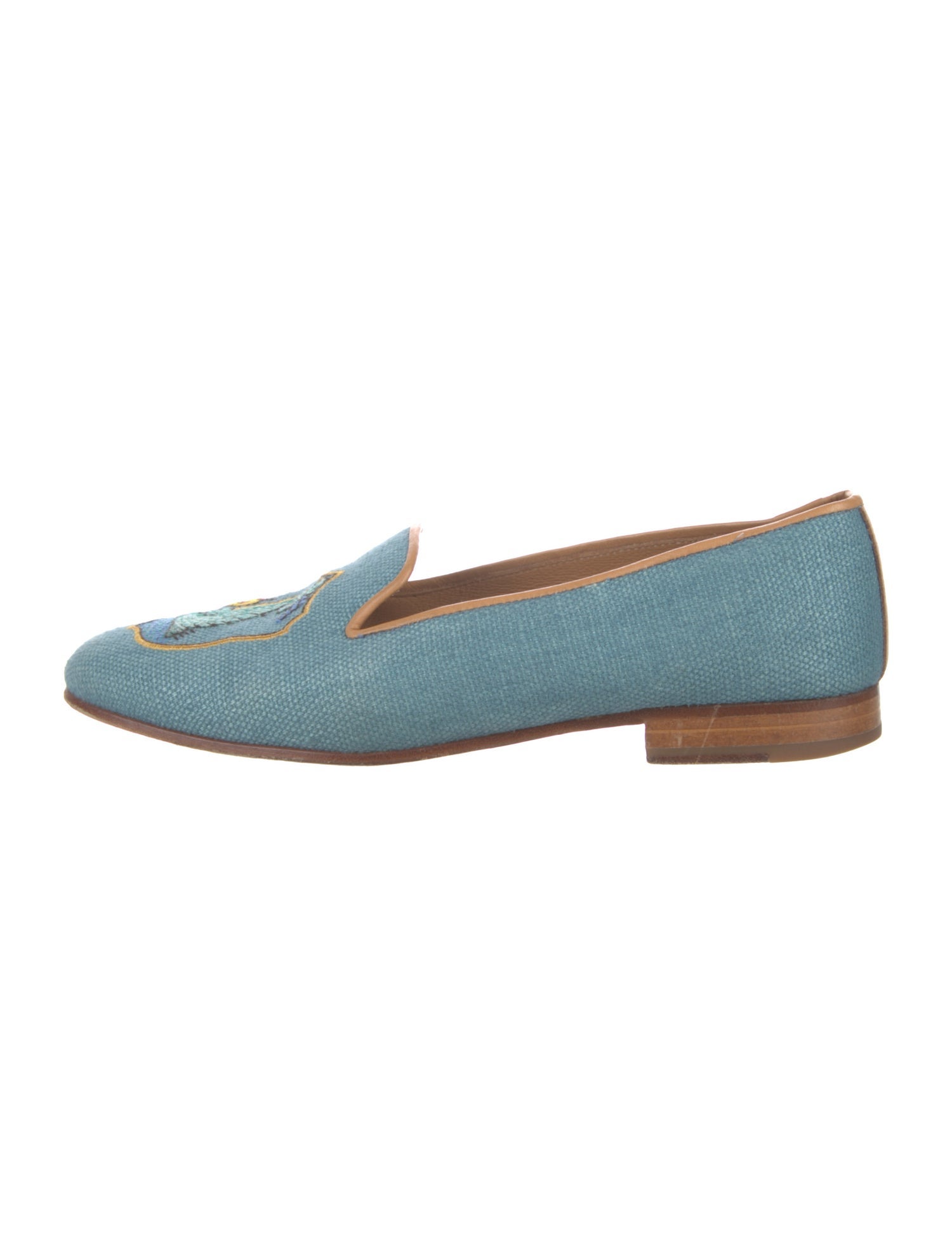 Stubbs & Wootton Canvas Embroidered Accent Loafers - Blue Flats, Shoes ...
