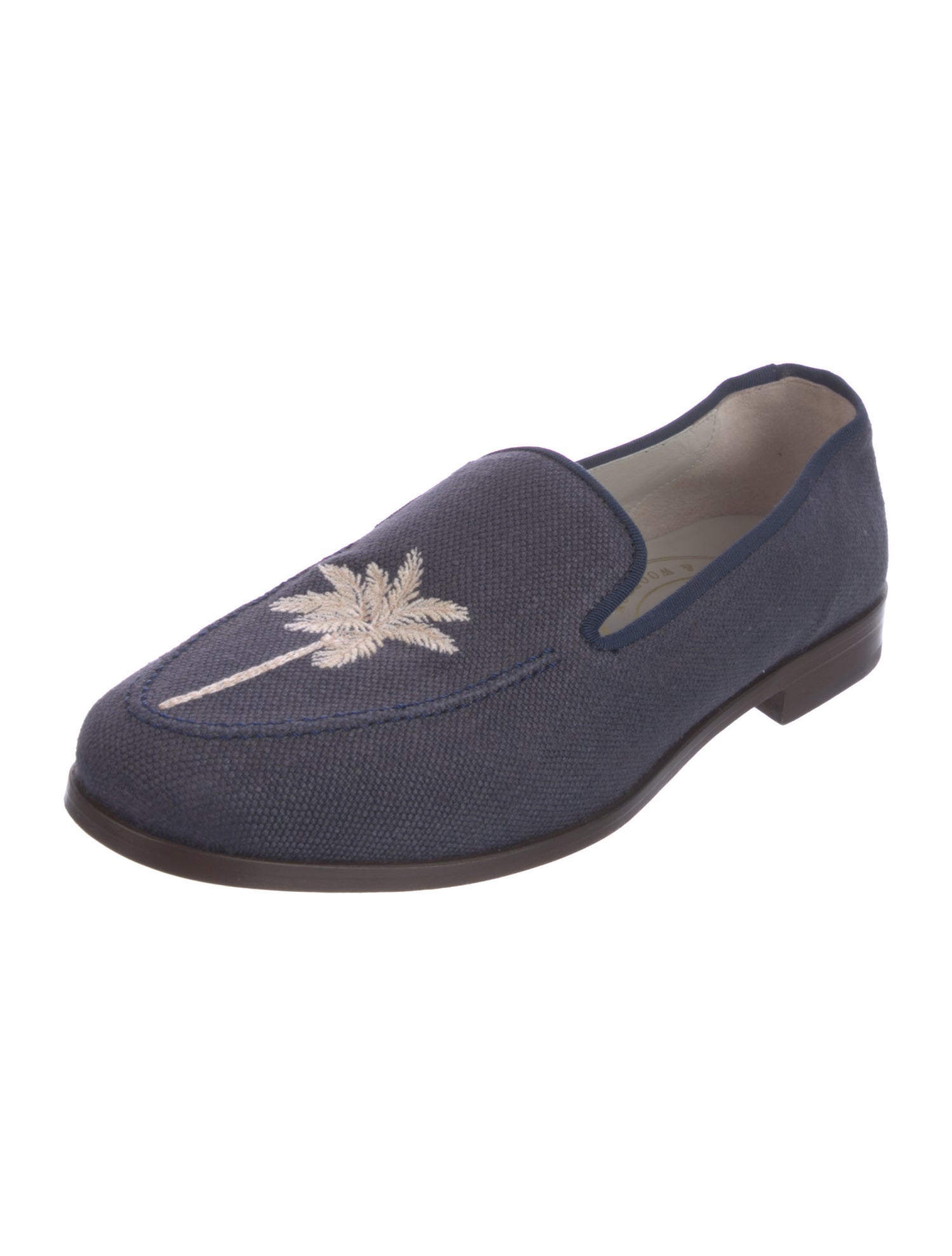 Stubbs & Wootton Canvas Embroidered Accent Loafers - Blue Loafers ...