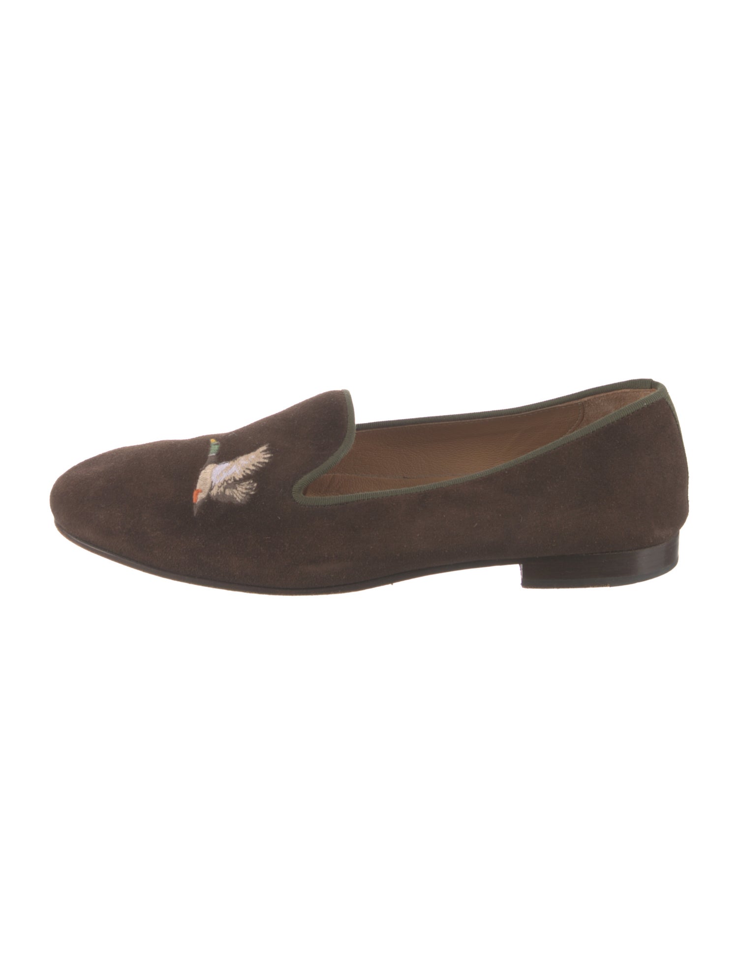 Stubbs & Wootton Suede Embroidered Accent Loafers - Brown Loafers ...