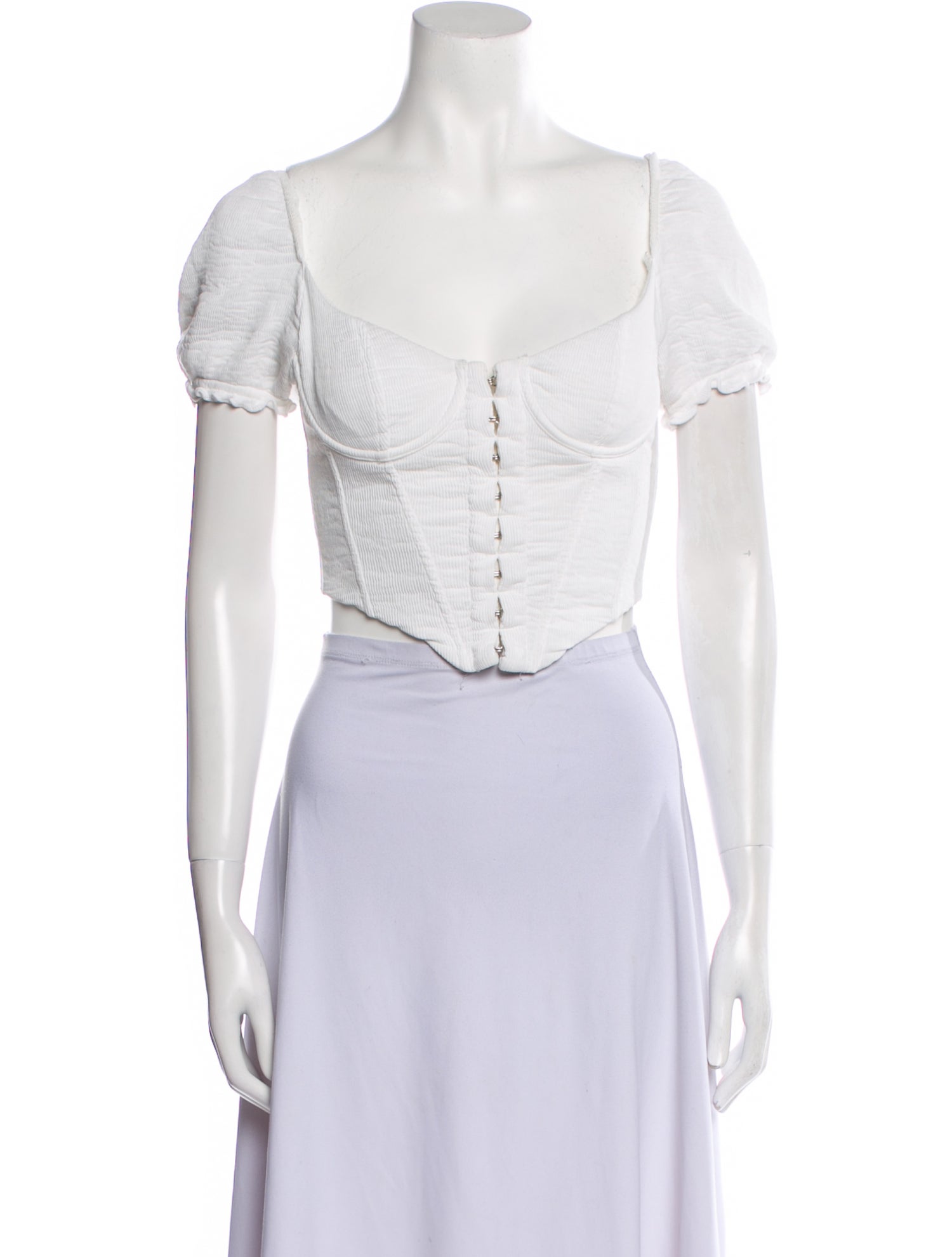 White Fox Square Neckline Short Sleeve Crop Top - White Tops, Clothing ...