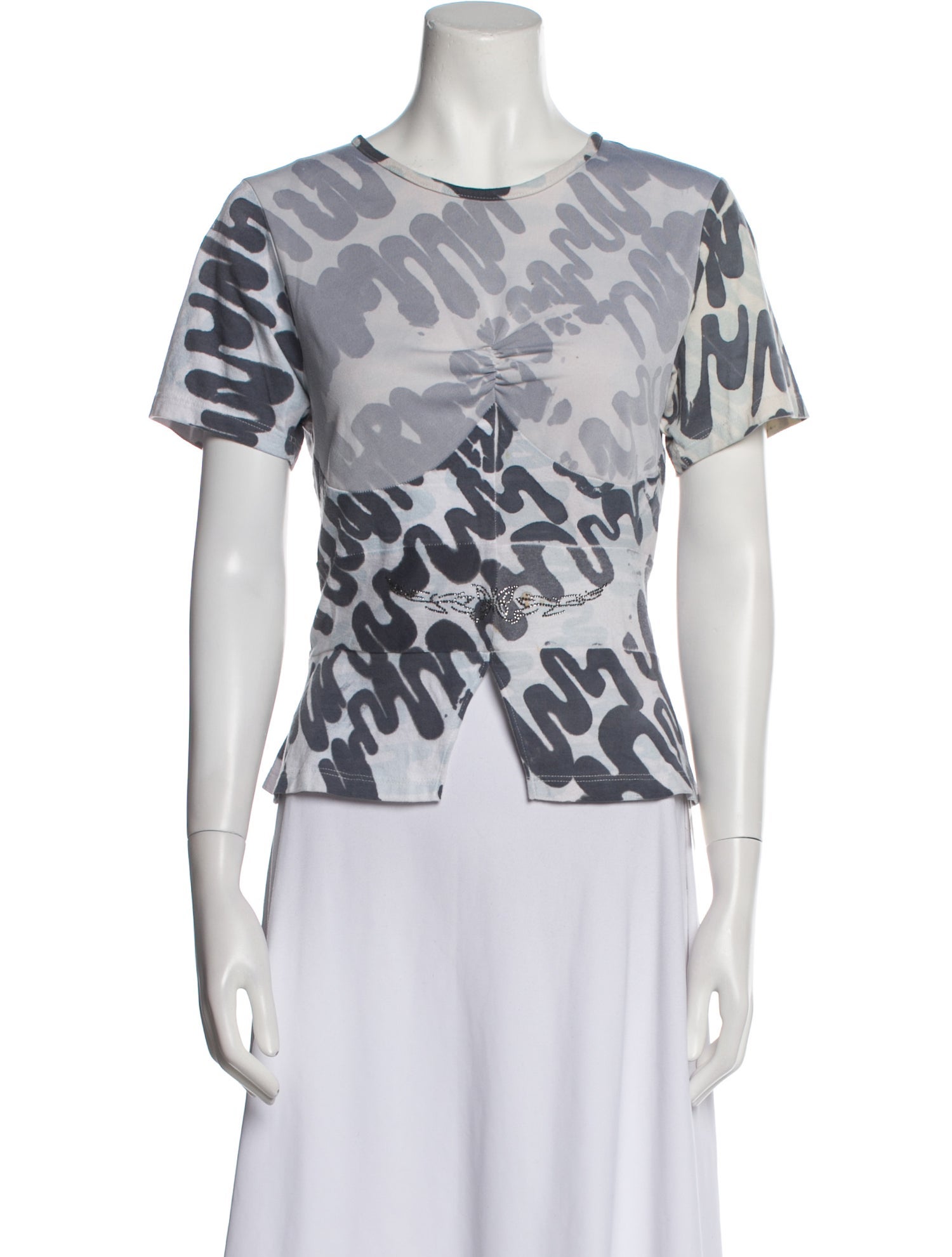 Collina Strada Printed Crew Neck T-Shirt - Blue Tops, Clothing ...