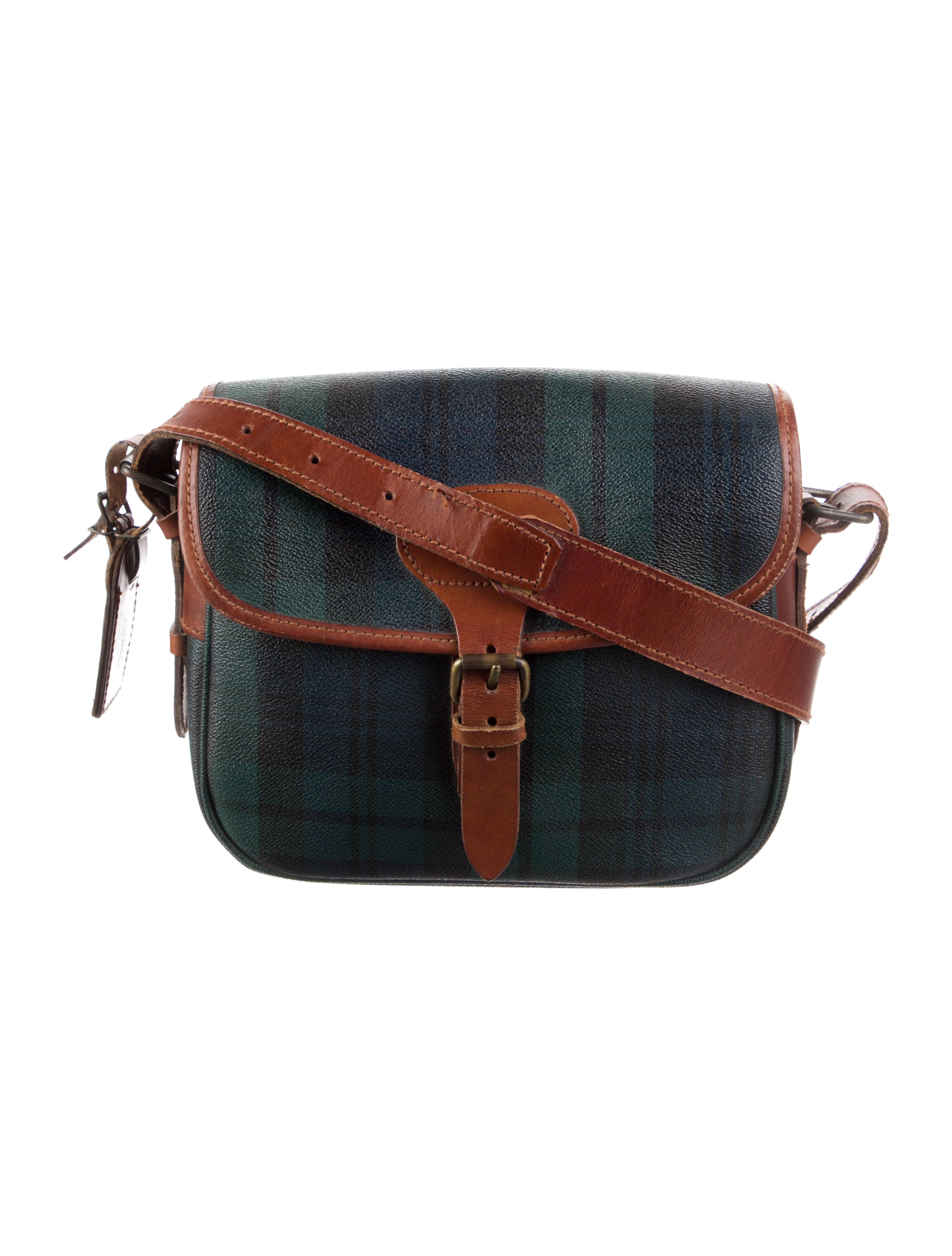 Ralph Lauren Leather Trim Coated Canvas Crossbody Bag - Blue Crossbody ...