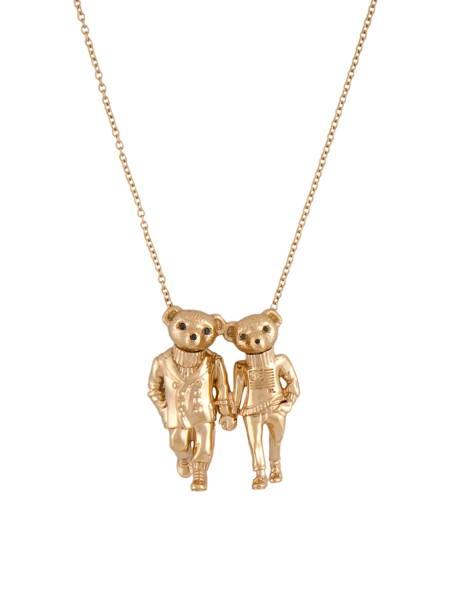 Ralph Lauren 18K Diamond Ralph & Ricky Bear Pendant Necklace - 18K Rose ...