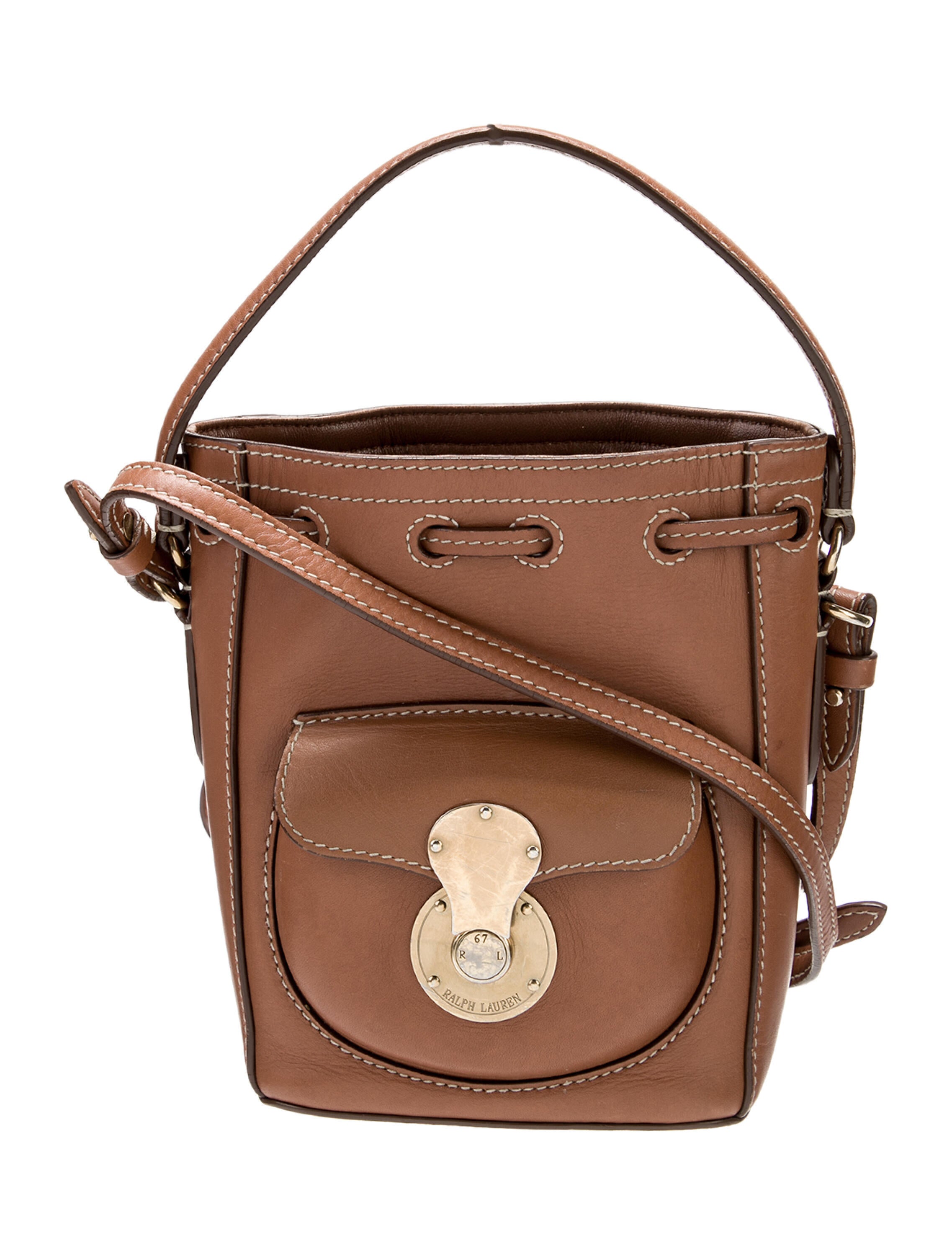 Ralph Lauren Leather Bucket Bag - Brown Bucket Bags, Handbags ...