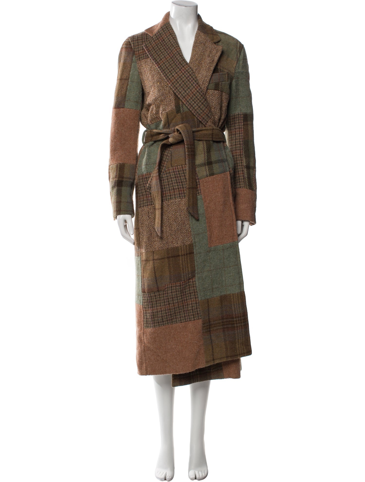 Ralph Lauren Wool Plaid Print Trench Coat - Brown Coats, Clothing ...