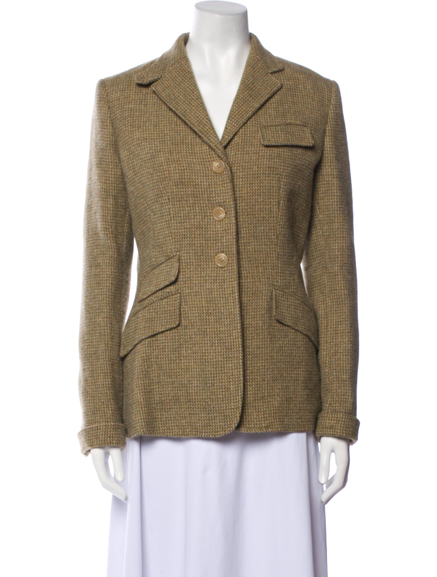 Ralph Lauren Lambskin Tweed Pattern Blazer - Neutrals Jackets, Clothing ...