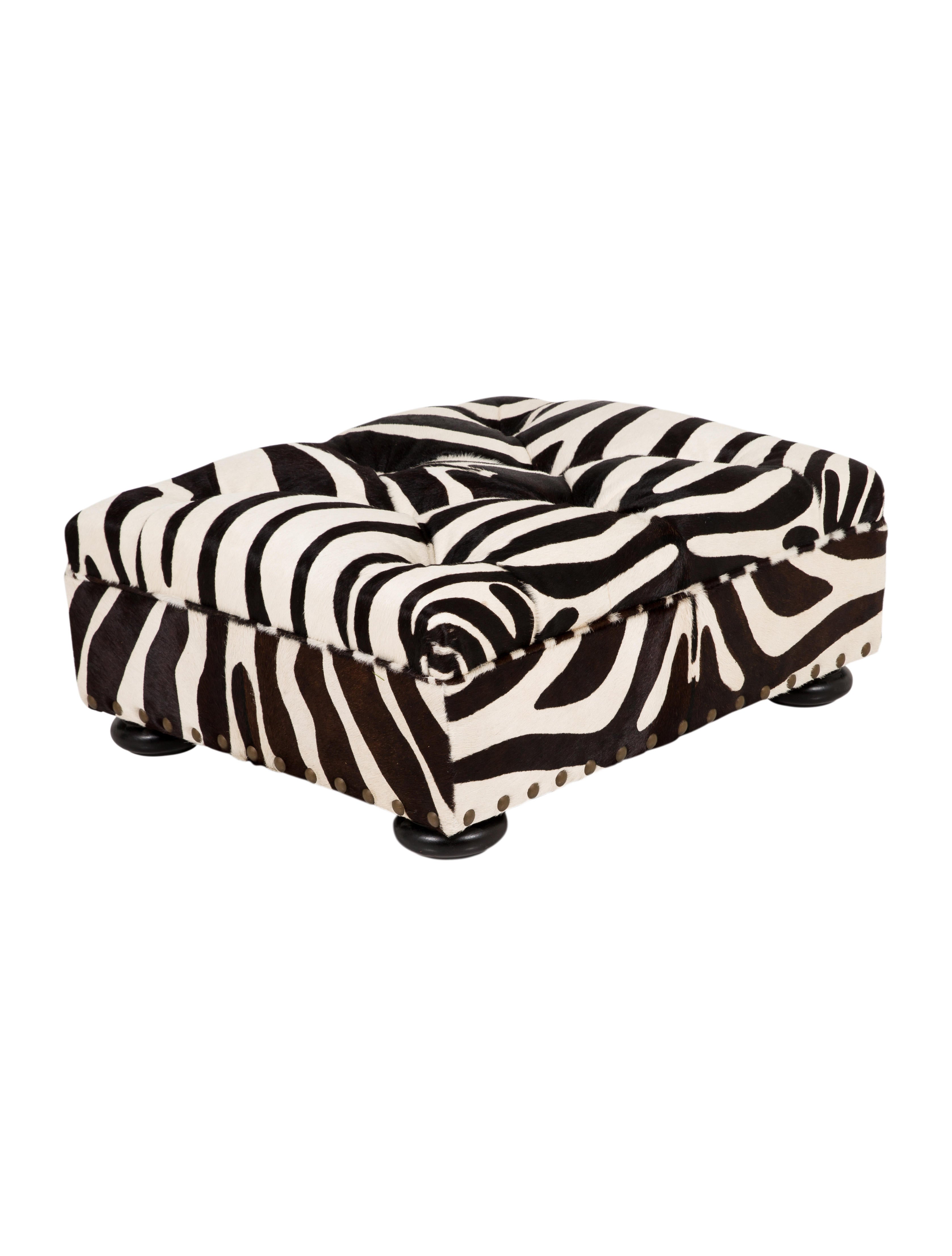 Ralph Lauren Zebra Ottoman - Black Ottomans & Benches, Furniture ...