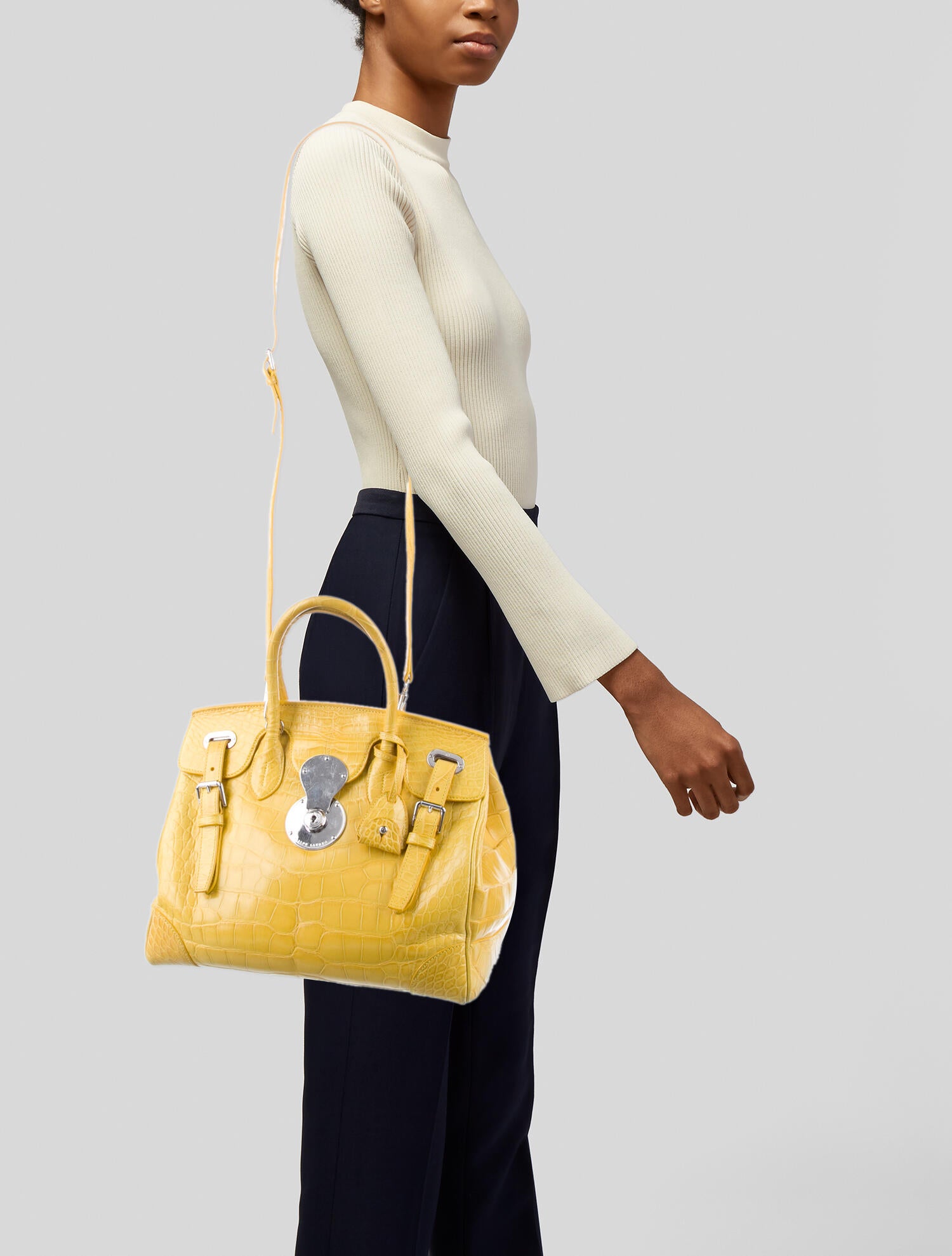 Ralph Lauren Ricky Alligator Shoulder Bag - Yellow Shoulder Bags ...