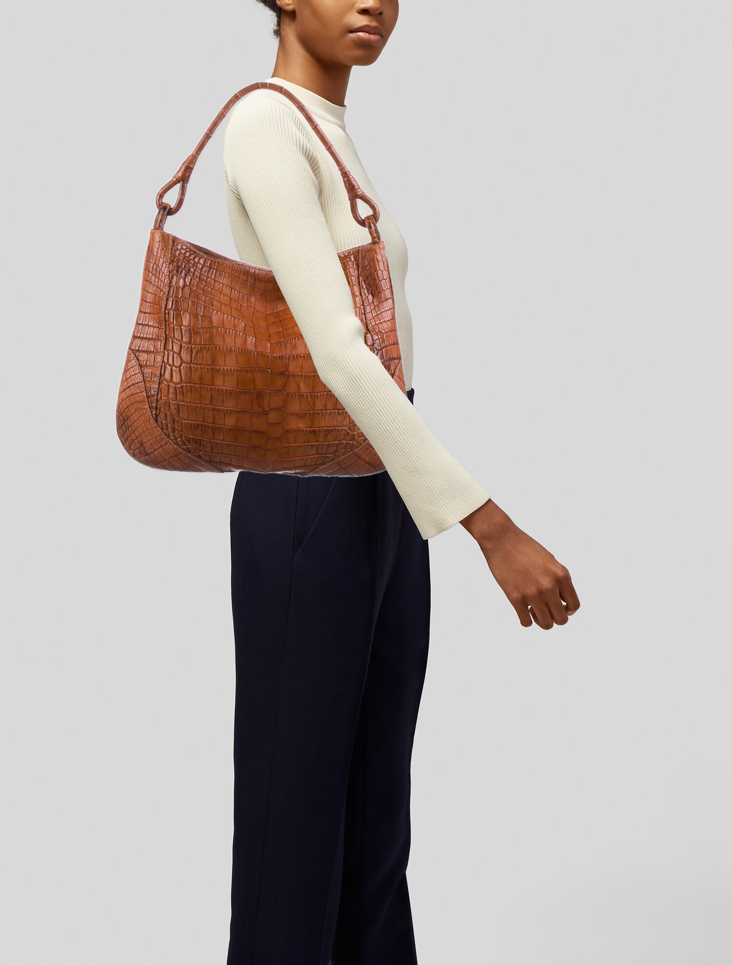 Ralph Lauren Alligator Hobo Bag - Brown Hobos, Handbags - WYG91225 ...