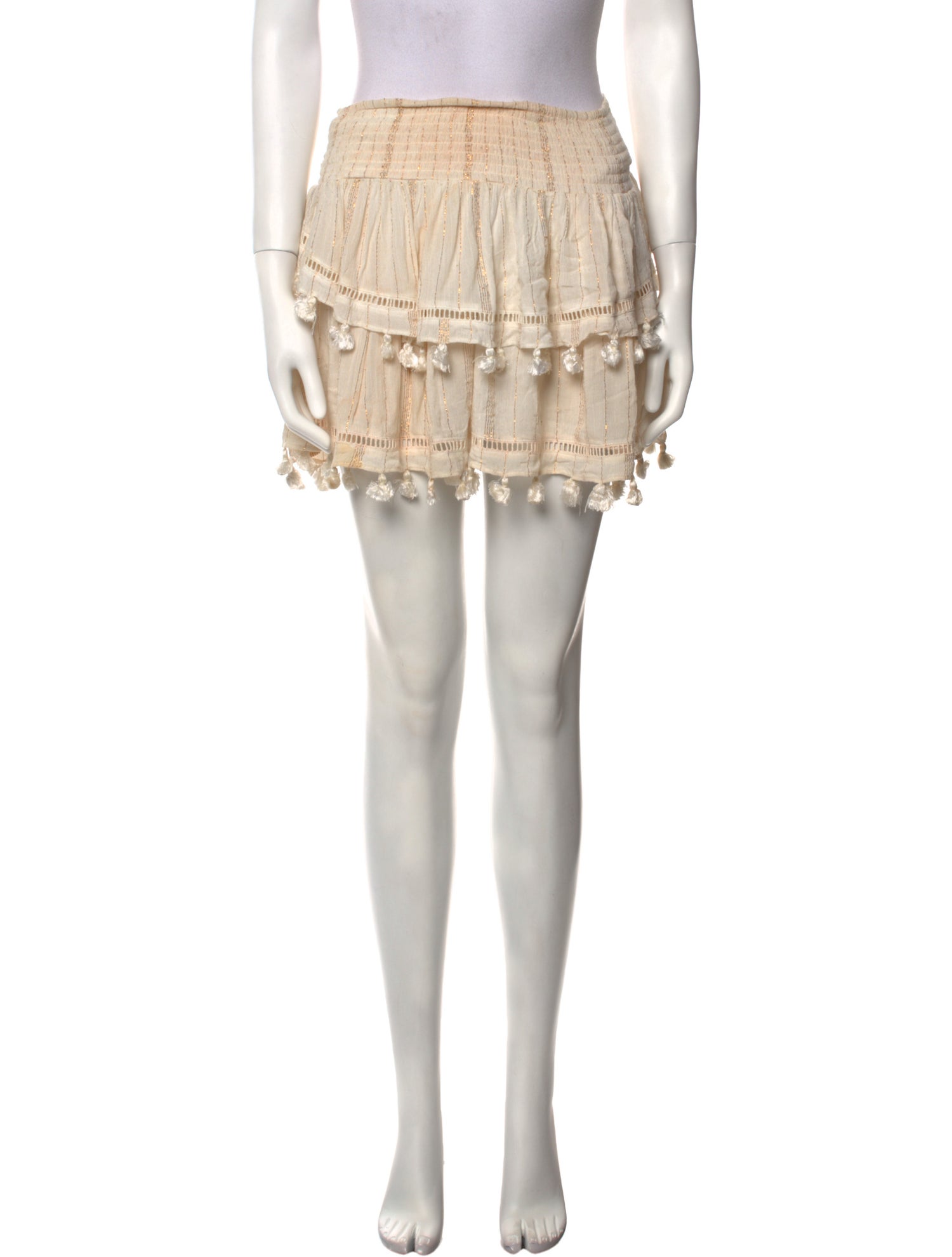 Ramy Brook Tassel Accents Mini Skirt Neutrals Skirts Clothing