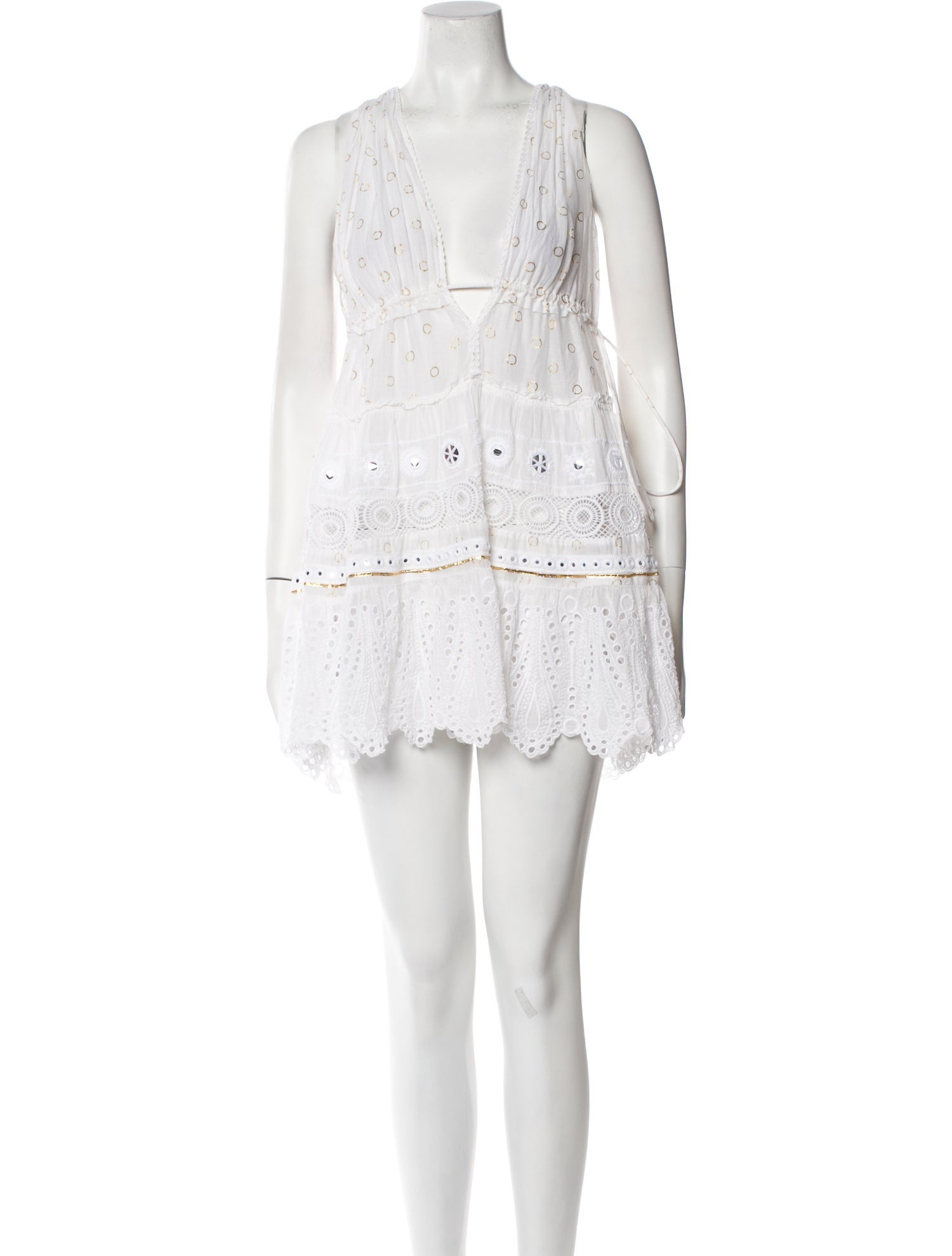 Chio Lace Pattern Mini Dress - Metallic Dresses, Clothing - WCHOE20444 ...