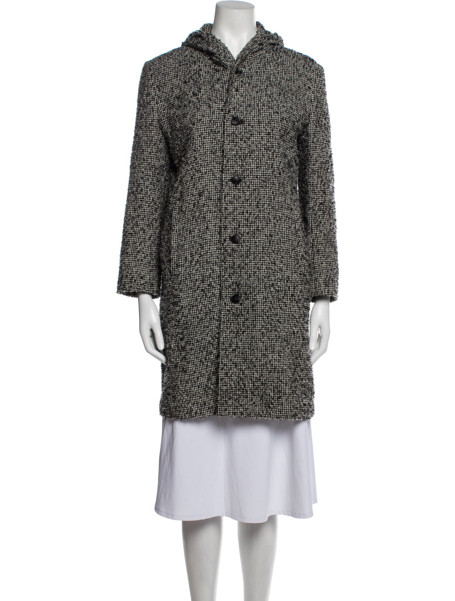 Luciano Barbera Tweed Pattern Faux Fur Coat - Brown Coats, Clothing ...