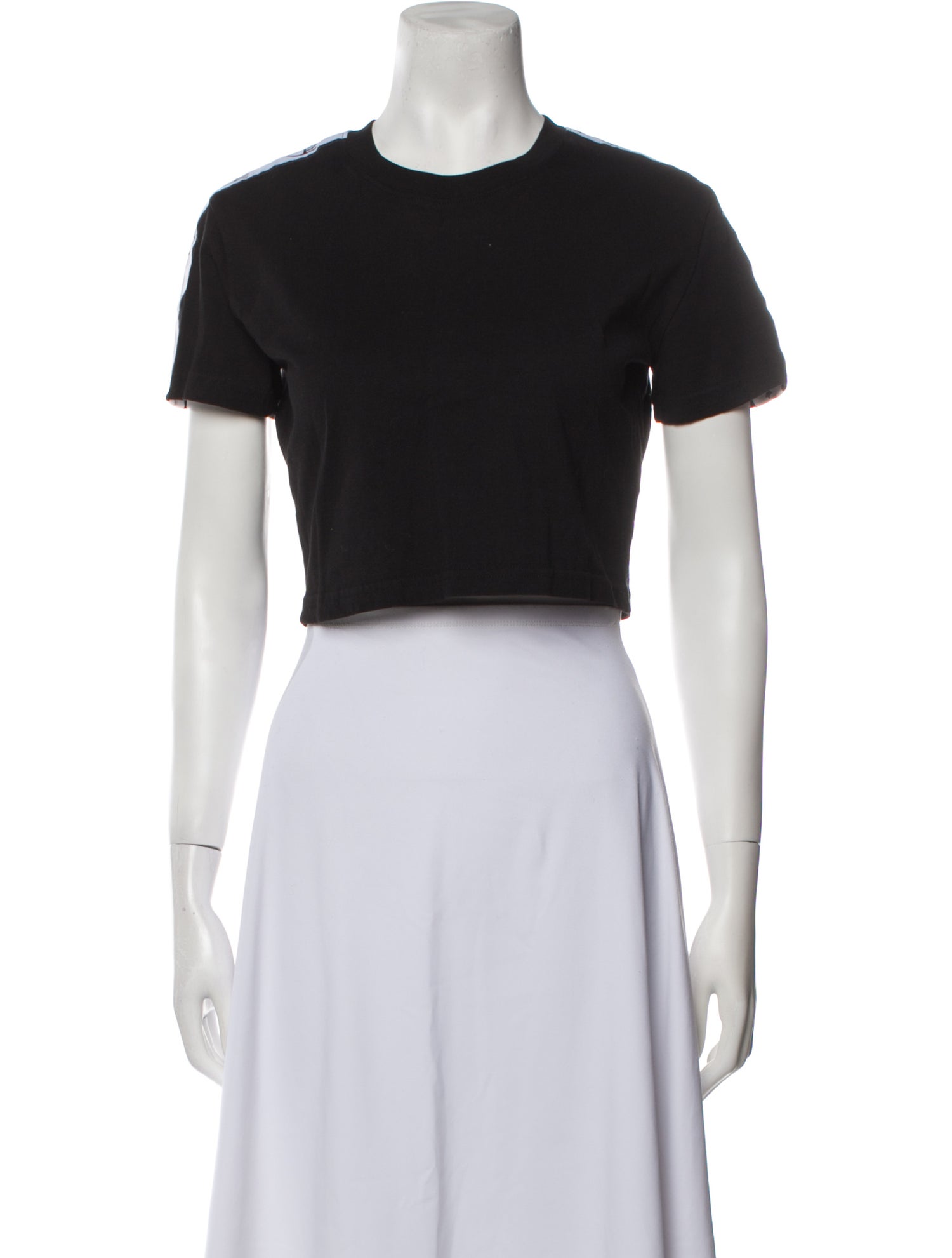 Chiara Ferragni Crew Neck Short Sleeve Crop Top - Black Tops, Clothing ...