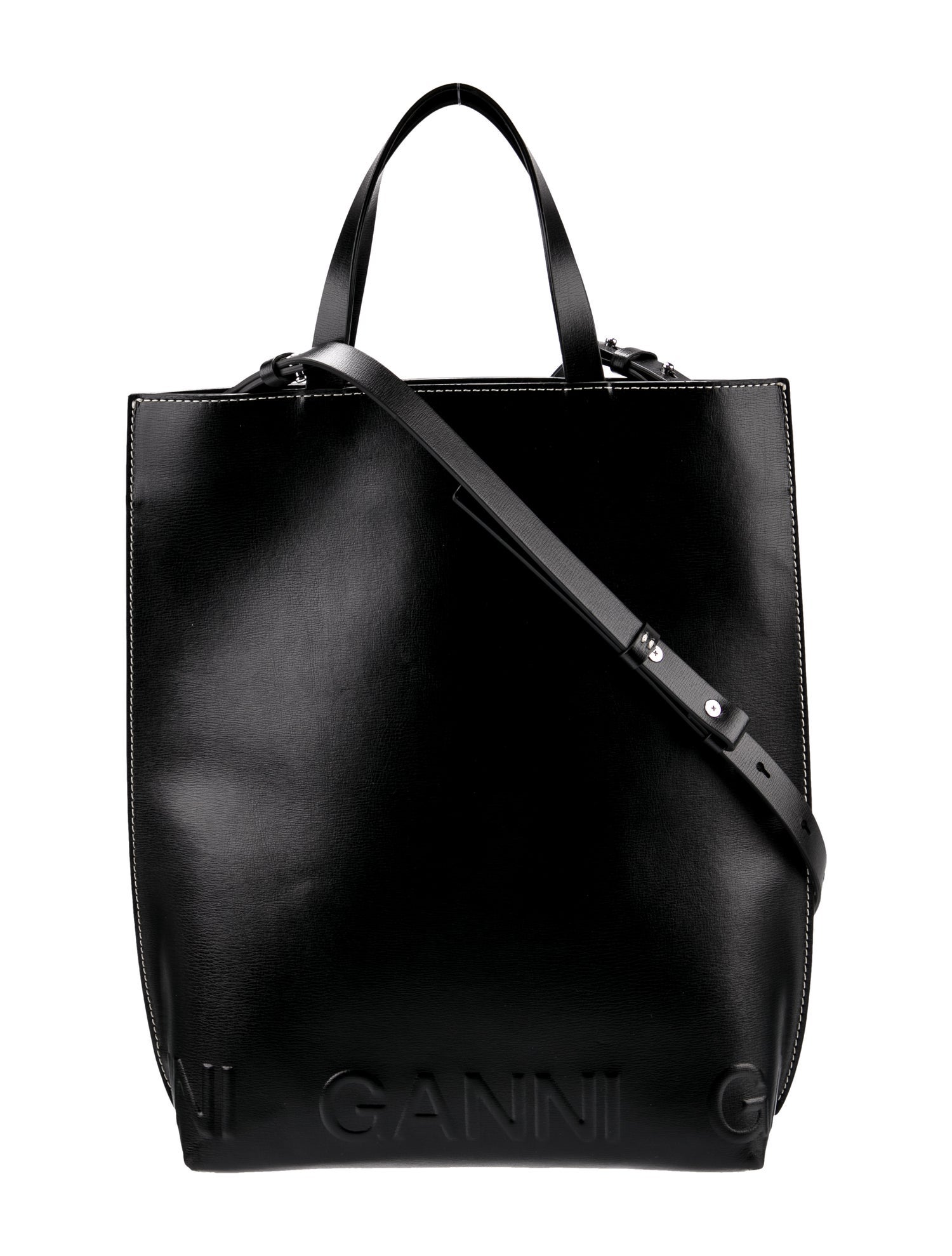 Ganni Leather Tote Bag - Black Totes, Handbags - WZG101321 | The RealReal