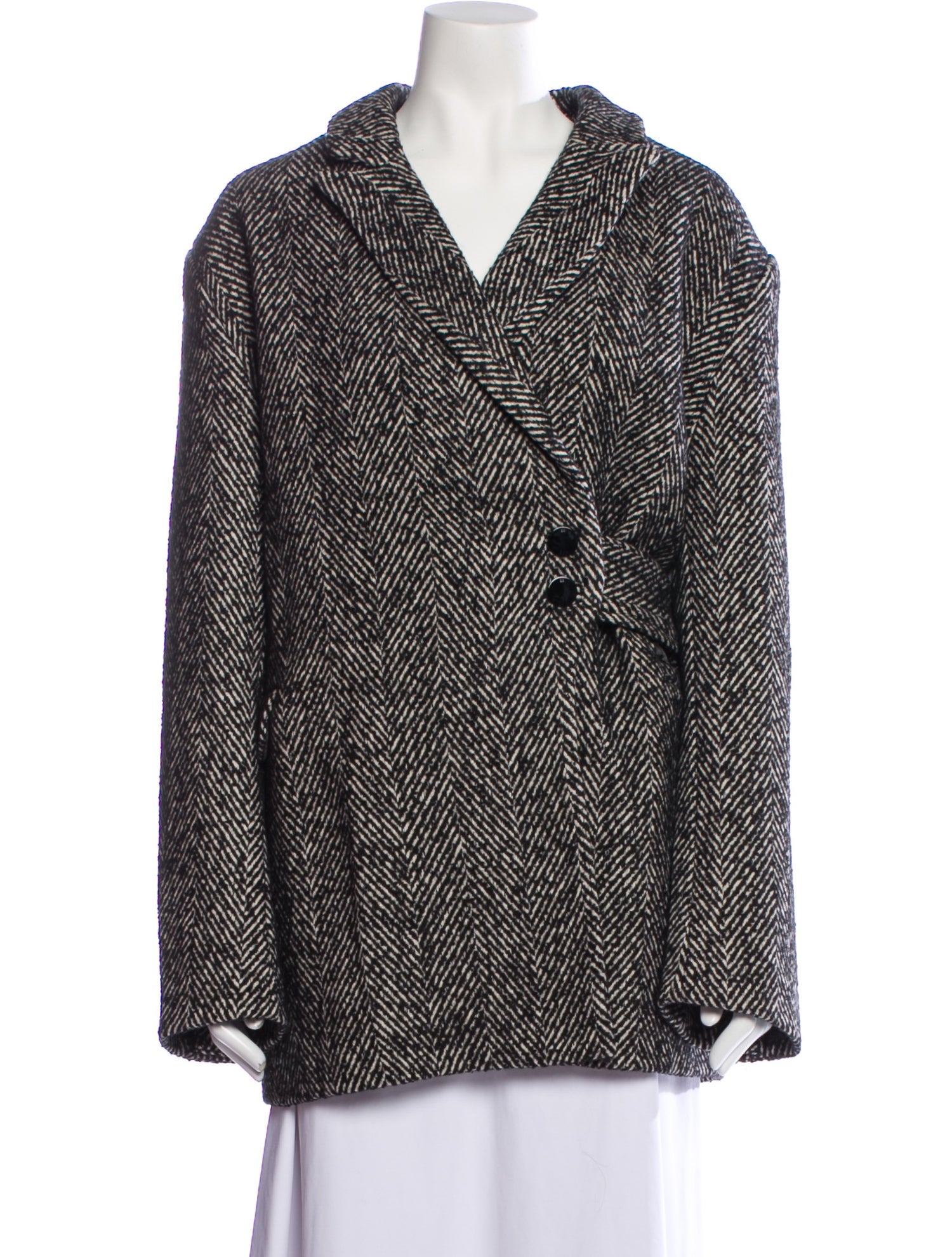 Ganni Tweed Pattern Coat w/ Tags - Black Coats, Clothing - WZG101548 ...