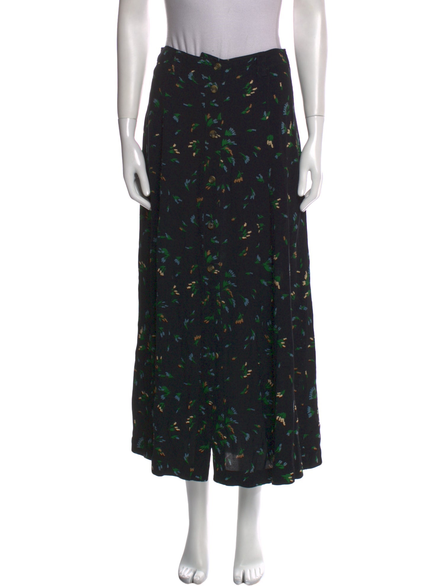 Ganni Floral Print Midi Length Skirt - Black Skirts, Clothing ...