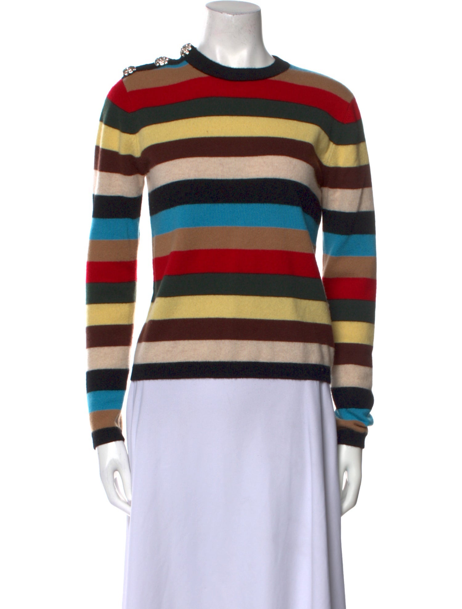 Ganni Cashmere Striped Sweater - Knitwear, Clothing - WZG107392 | The ...