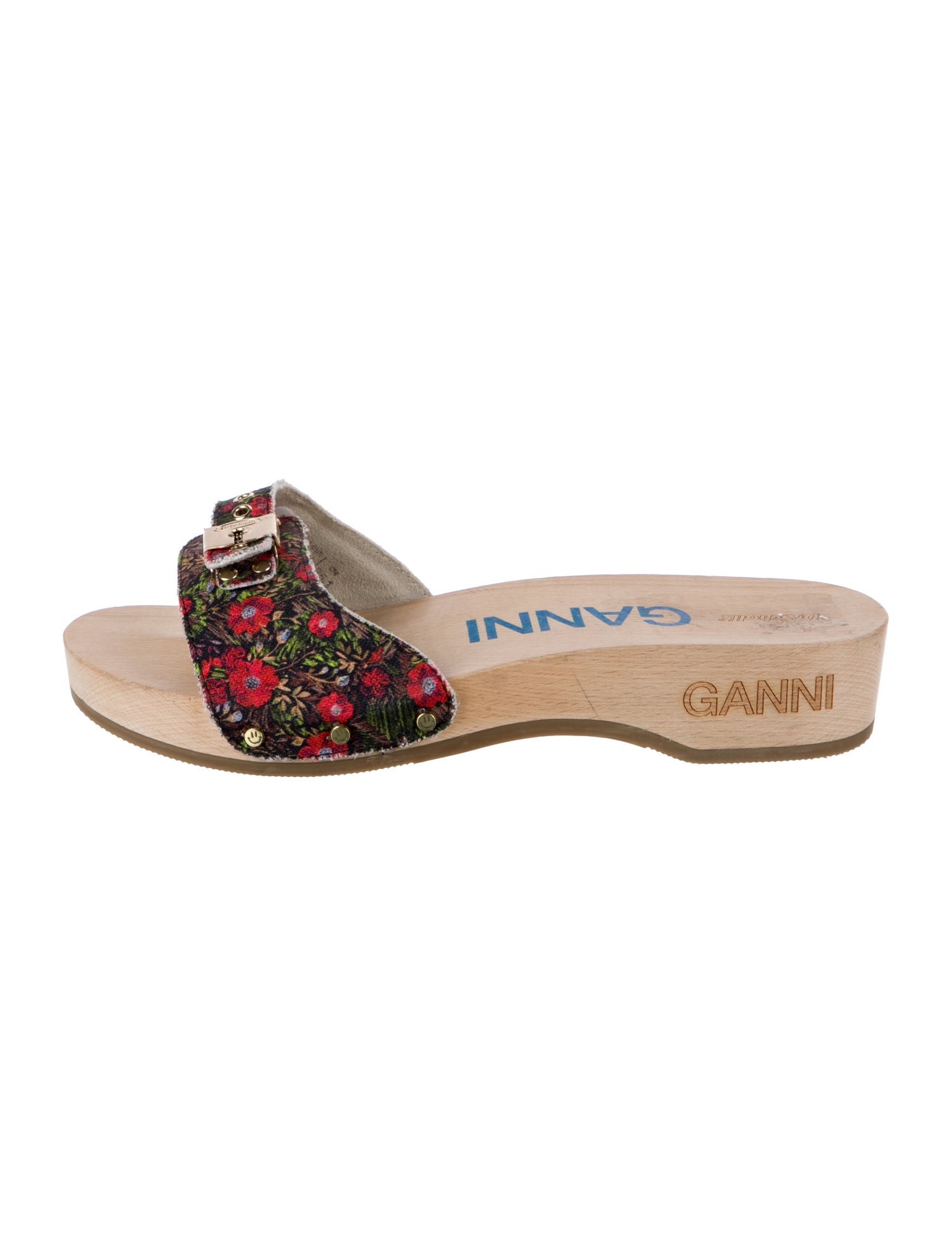 Ganni Canvas Floral Print Sandals - Red Sandals, Shoes - WZG121416 ...