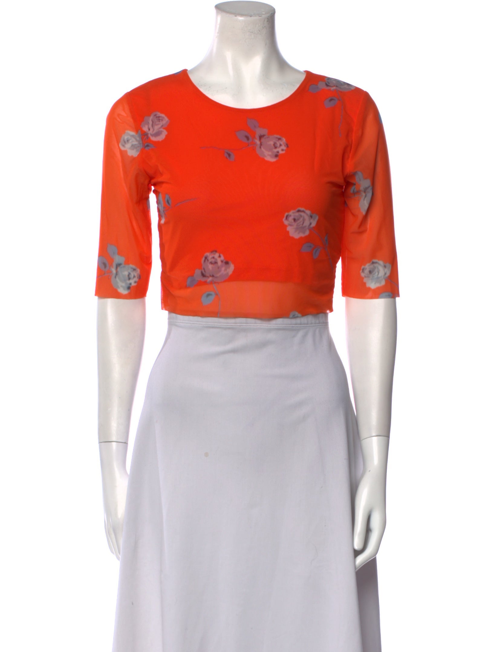 Ganni Floral Print Scoop Neck Crop Top - Orange Tops, Clothing ...