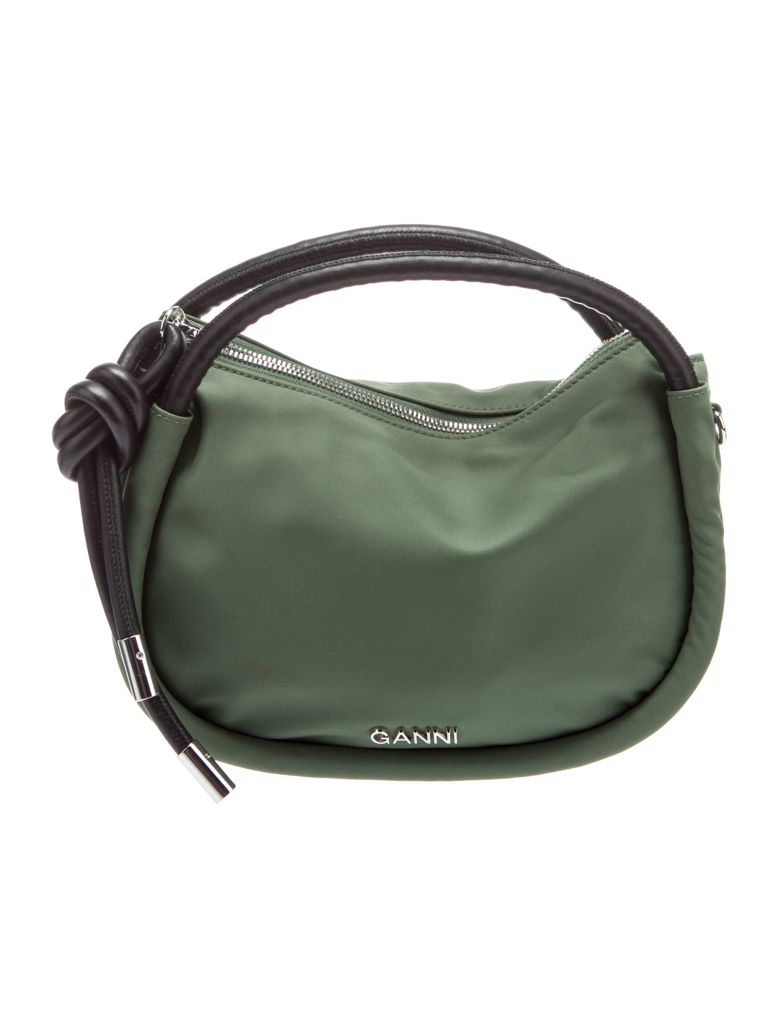 Ganni Nylon Leather-Trim Crossbody Bag - Green Crossbody Bags, Handbags ...