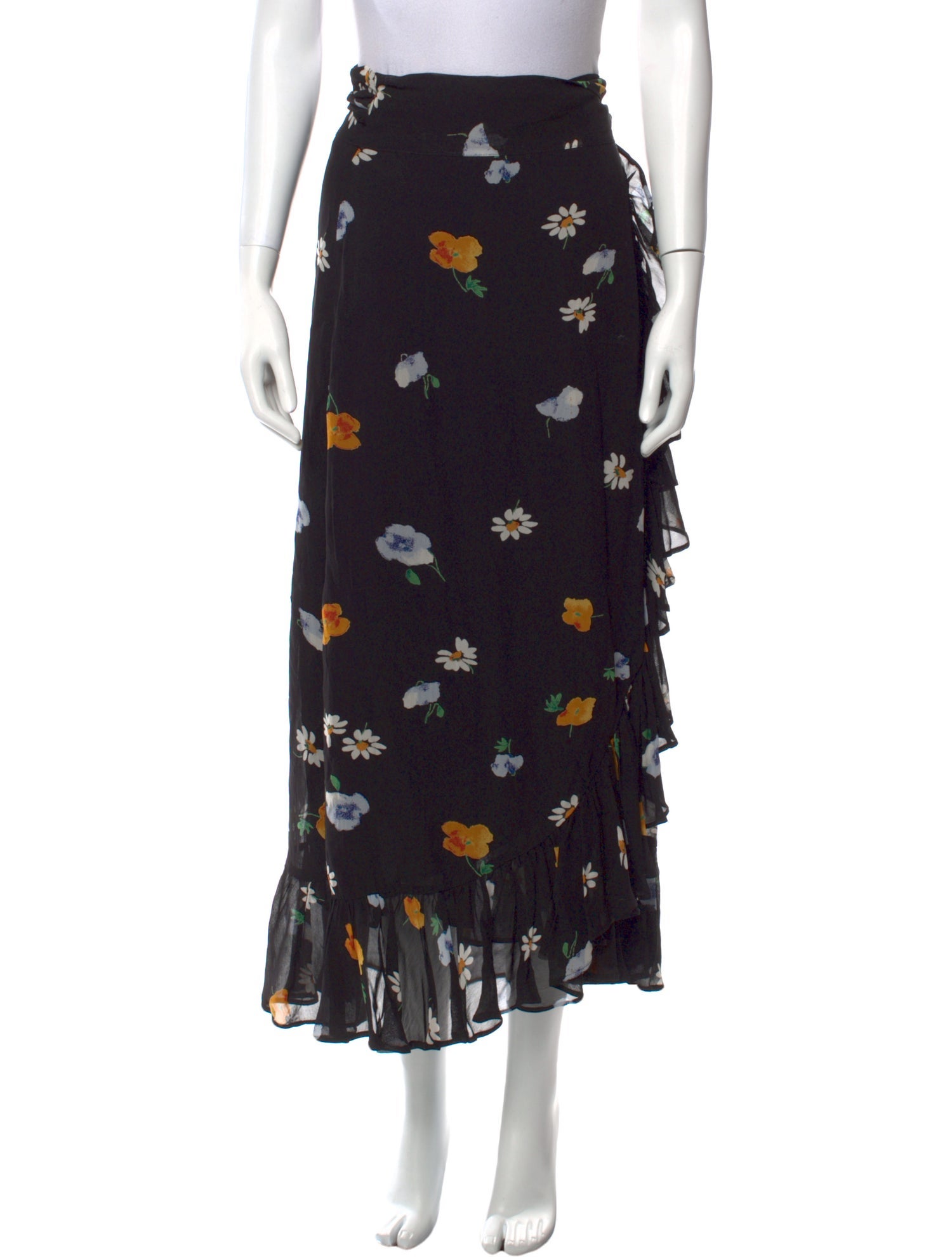 Ganni Floral Print Midi Length Skirt - Black Skirts, Clothing ...