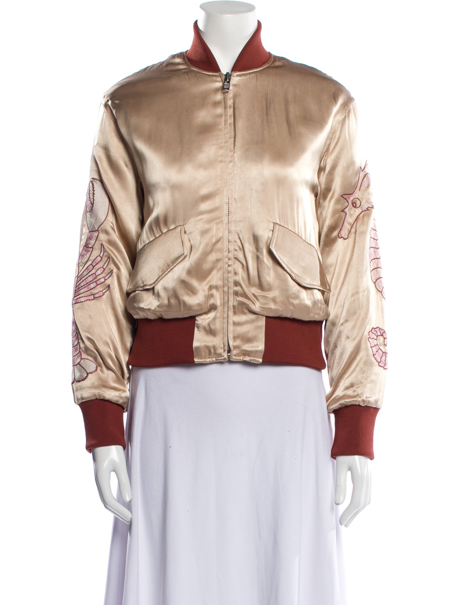 Ganni Colorblock Pattern Bomber Jacket - Neutrals Jackets, Clothing ...