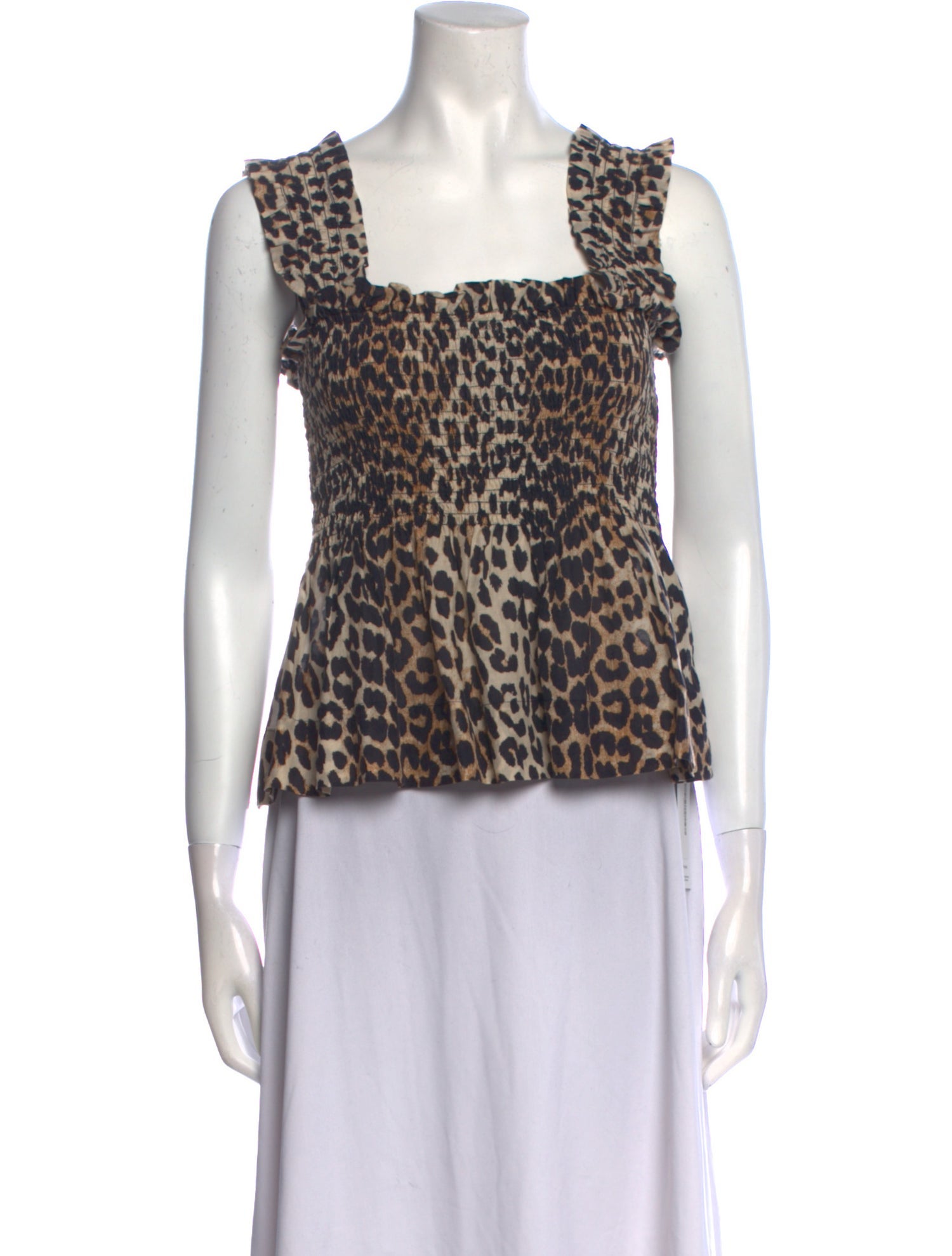 Ganni Animal Print Square Neckline Crop Top - Tops, Clothing - WZG93633 ...