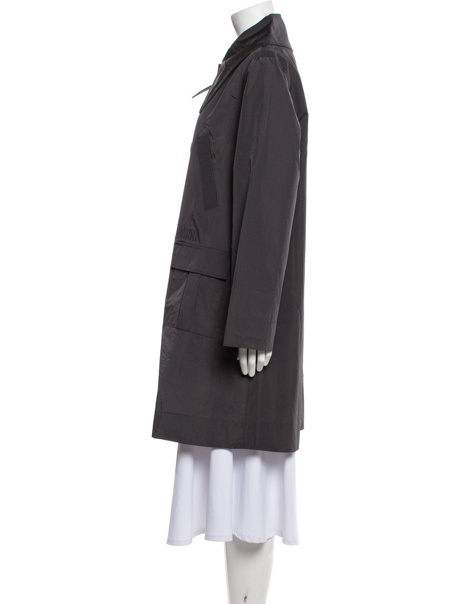 Ganni Trench Coat - Grey Coats, Clothing - WZG93672 | The RealReal