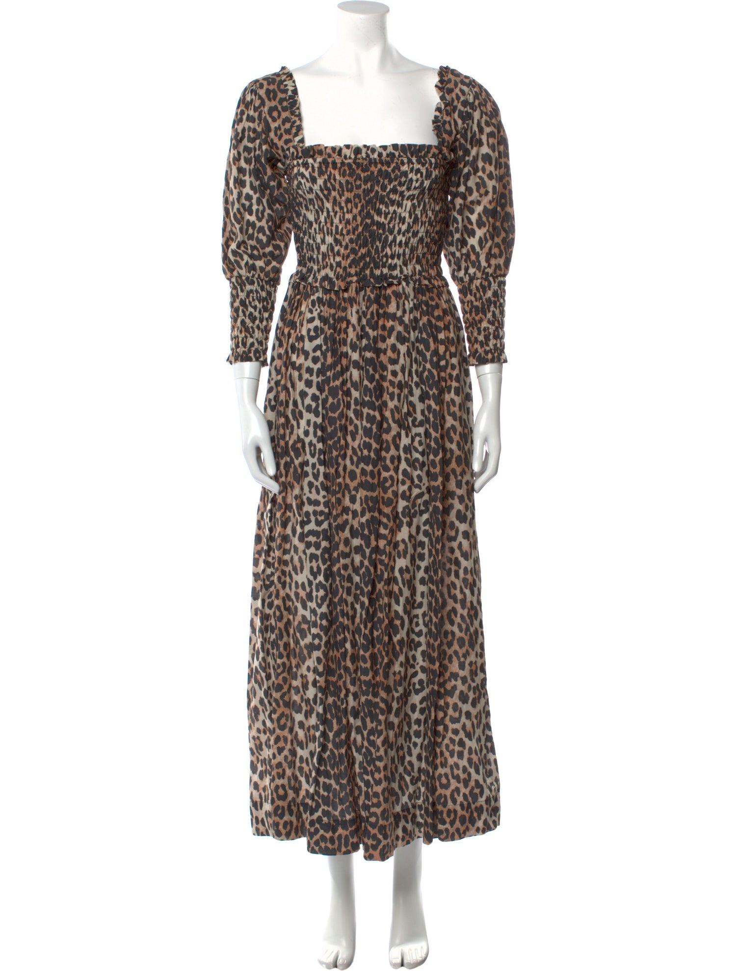 Ganni Animal Print Long Dress - Brown Dresses, Clothing - WZG94365 ...