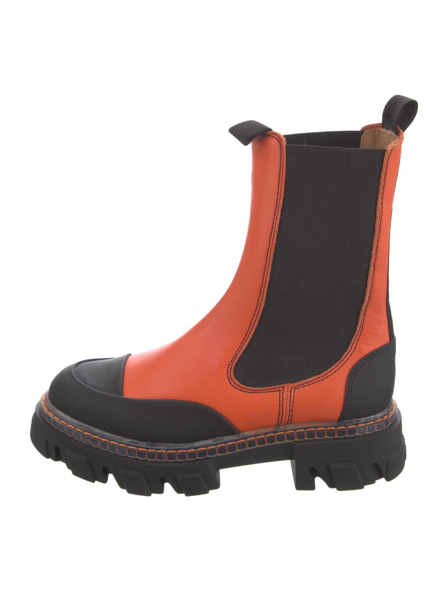 Ganni Leather Colorblock Pattern Chelsea Boots - Black Boots, Shoes ...