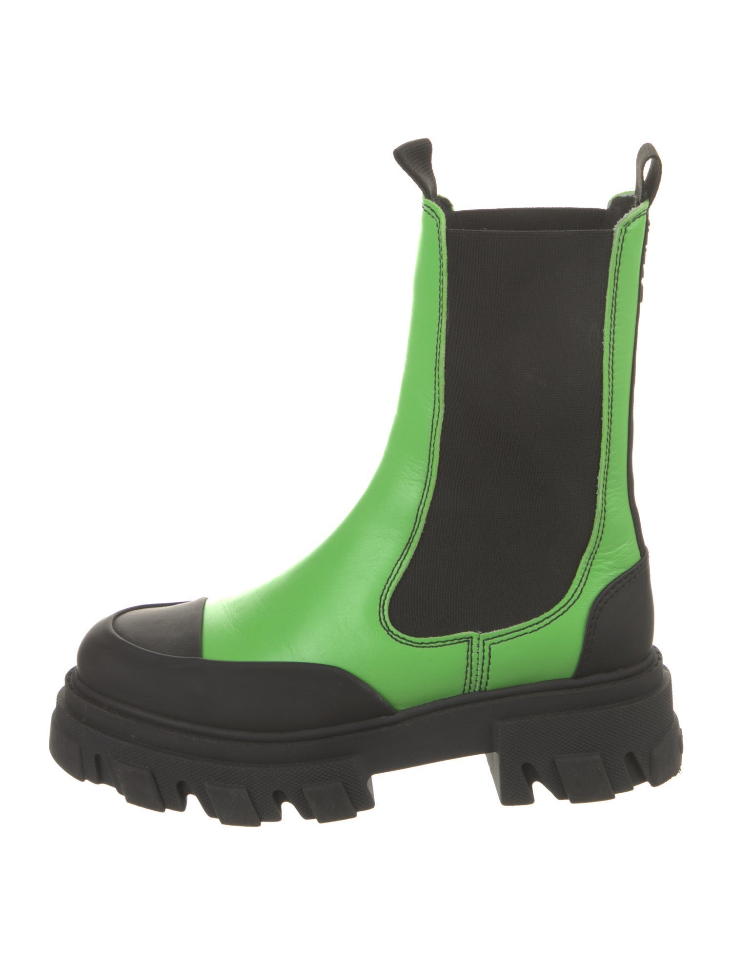 Ganni Leather Chelsea Boots - Green Boots, Shoes - WZG99135 | The RealReal