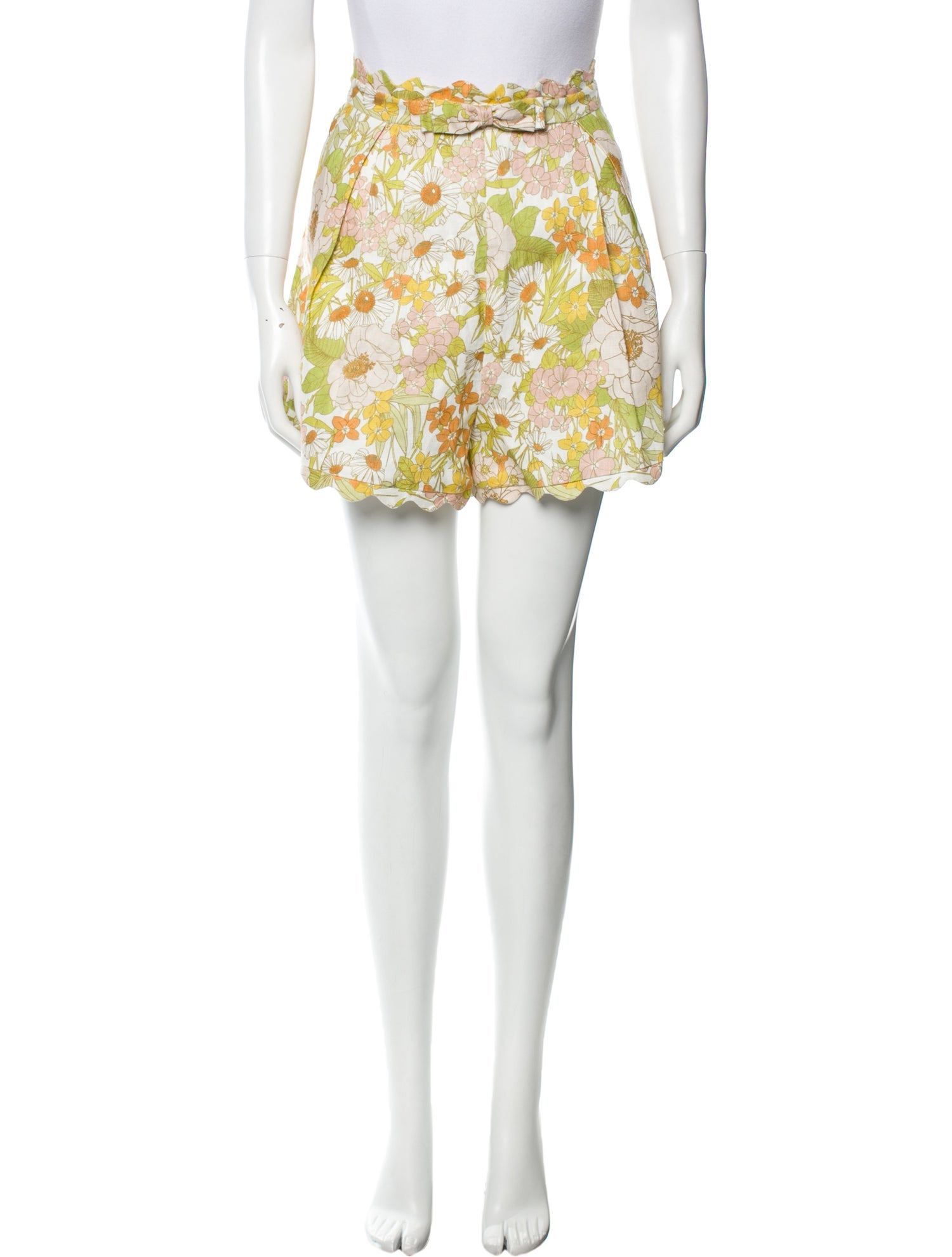 Zimmermann Floral Print Mini Shorts - White, 13" Rise Shorts, Clothing ...