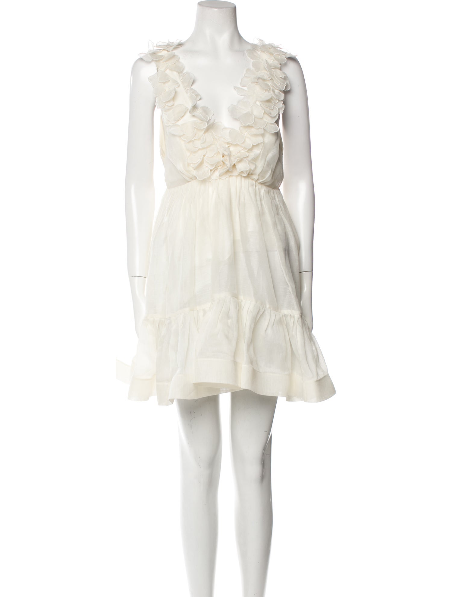 Zimmermann V-Neck Mini Dress - Neutrals Dresses, Clothing - WZI130217 ...