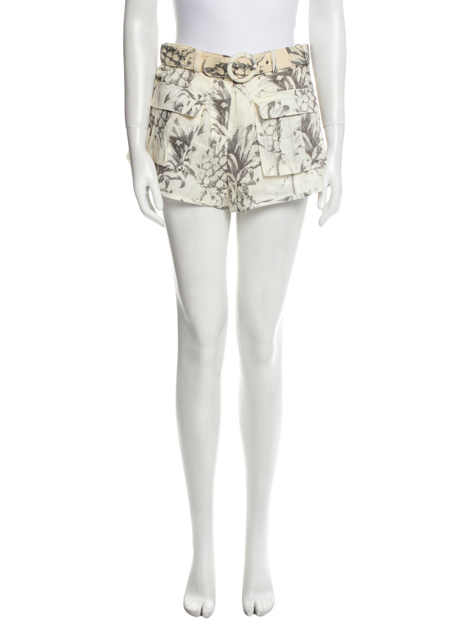 Zimmermann Printed Mini Shorts - Neutrals, 11.25" Rise Shorts, Clothing ...