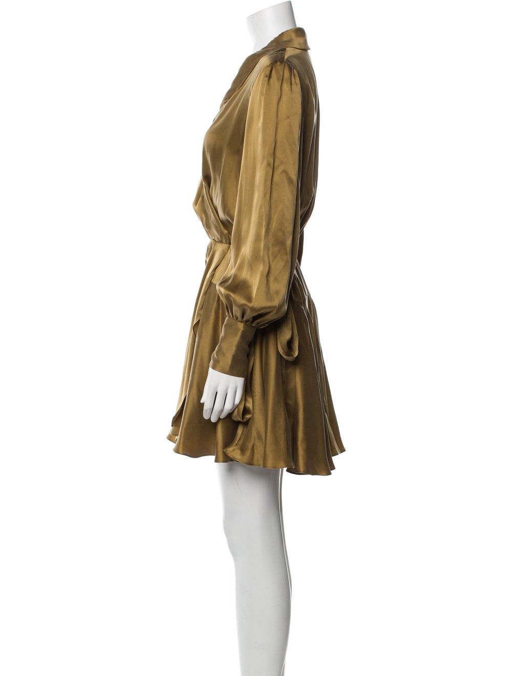 Zimmermann Silk Wrap Dress Gold & Metallic Ruffle Emb… - Gem